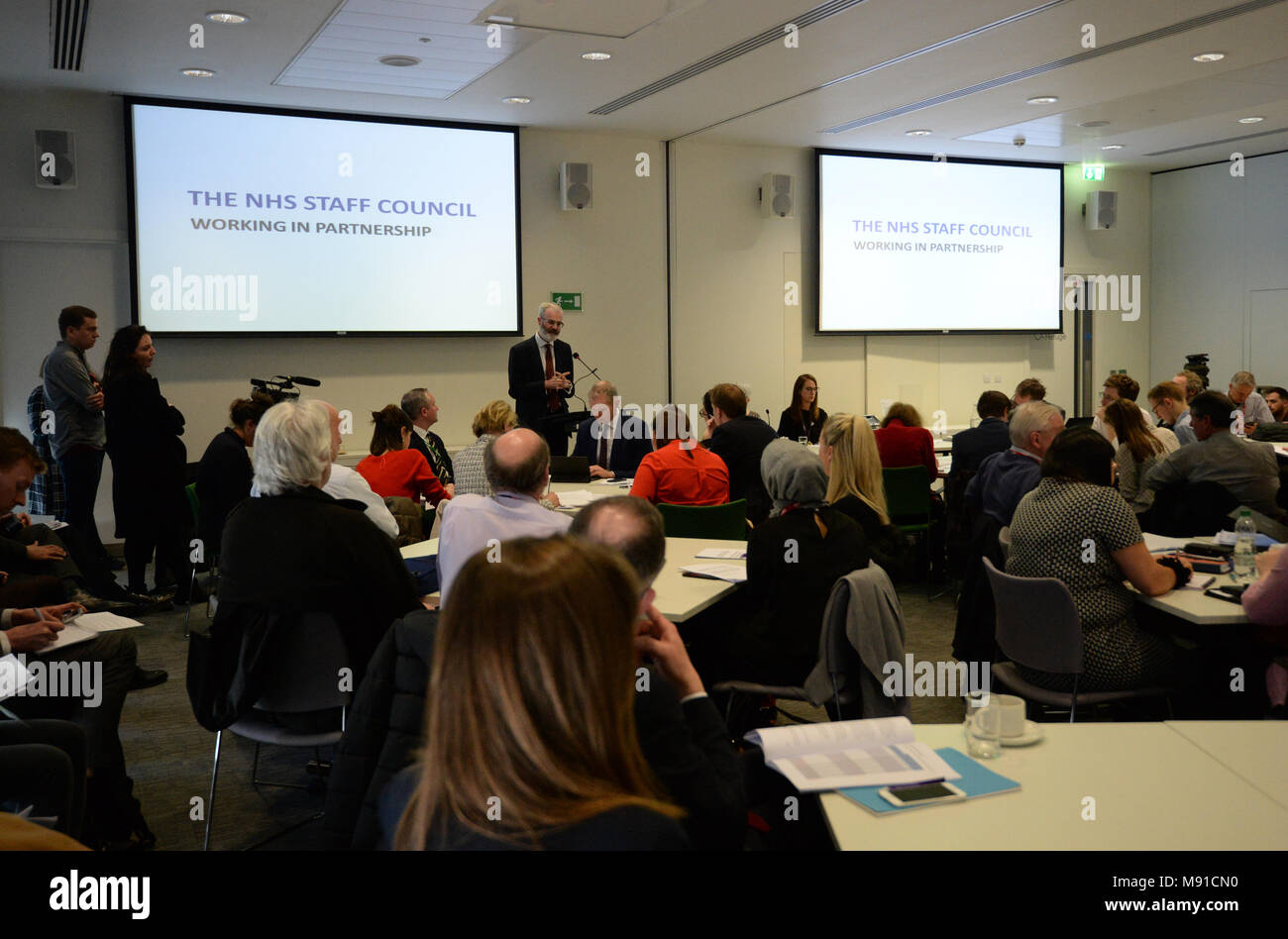 NHS Employers chief executive Danny Mortimer speaks at a meeting at ...
