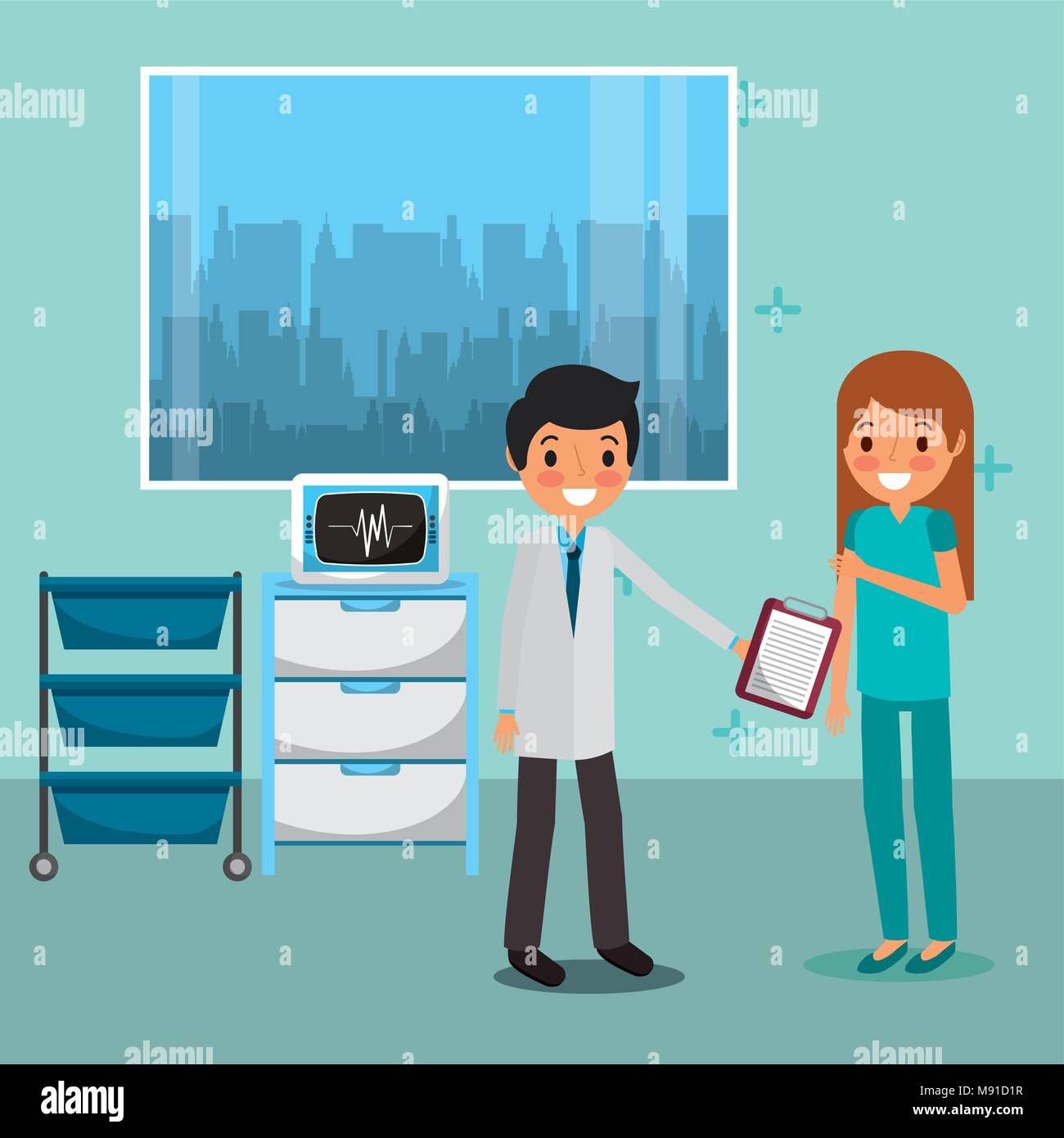 Professional doctor sitting table Stock Vector Images - Alamy