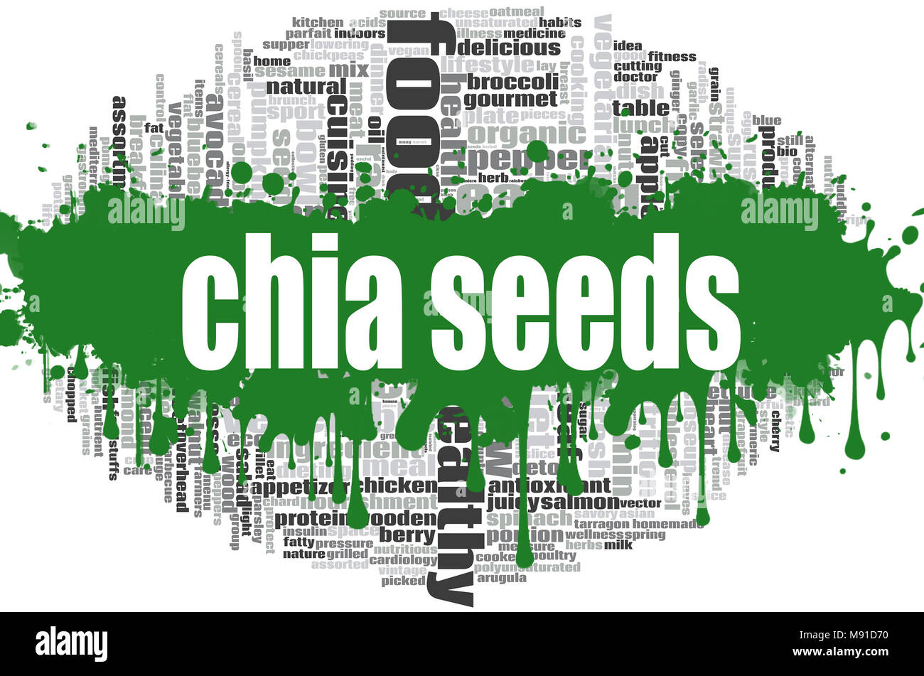 Chia seeds word cloud concept on white background, 3d rendering Stock ...