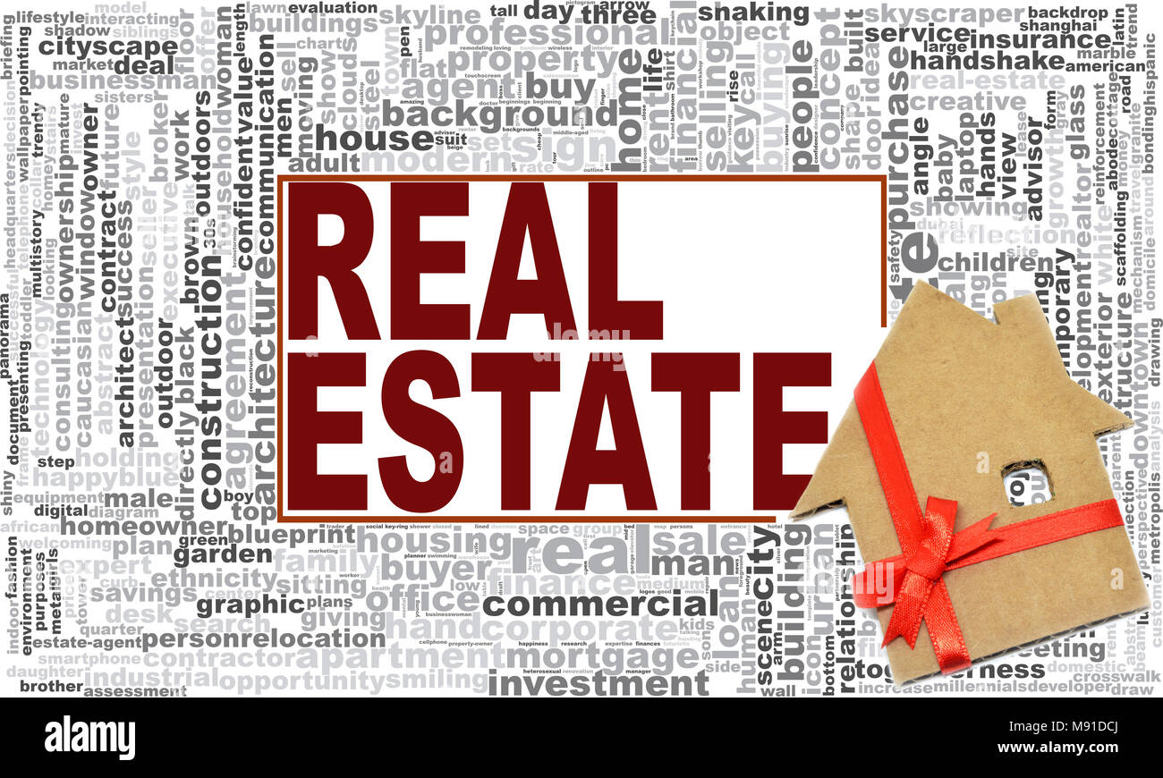 Real estate word cloud. Creative illustration of idea word lettering ...