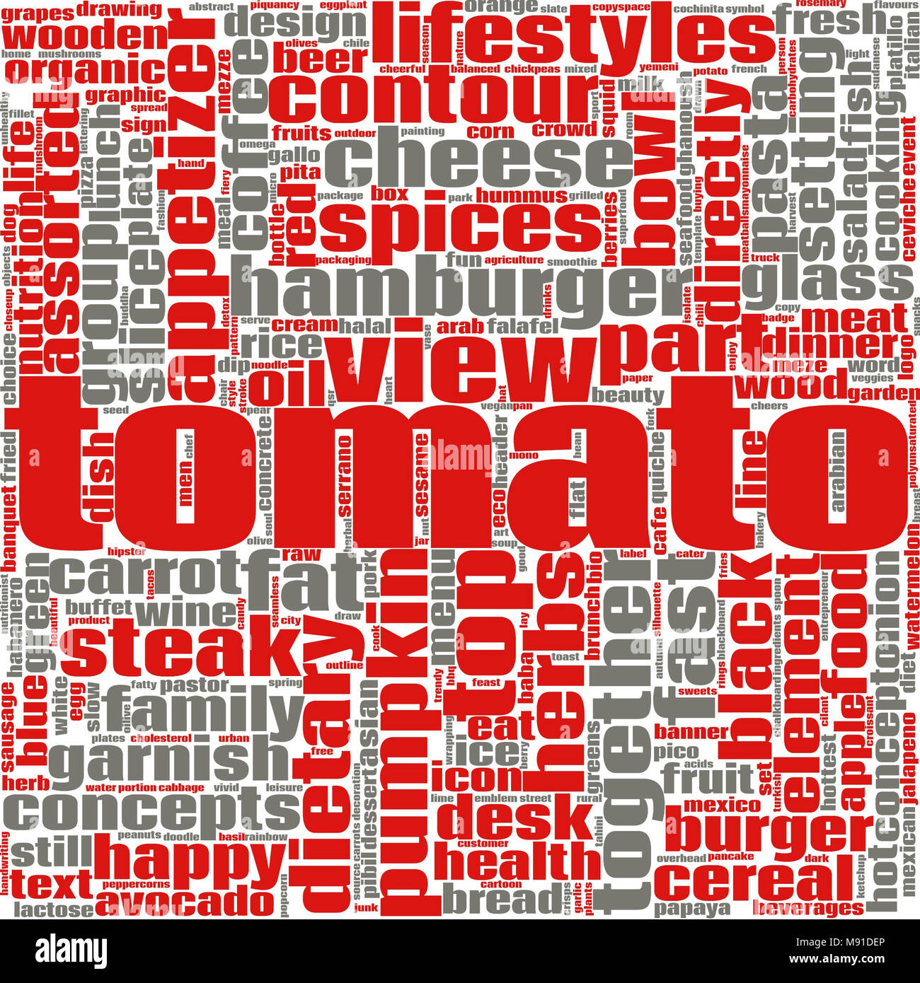 Tomato word cloud concept on white background, 3d rendering Stock Photo ...