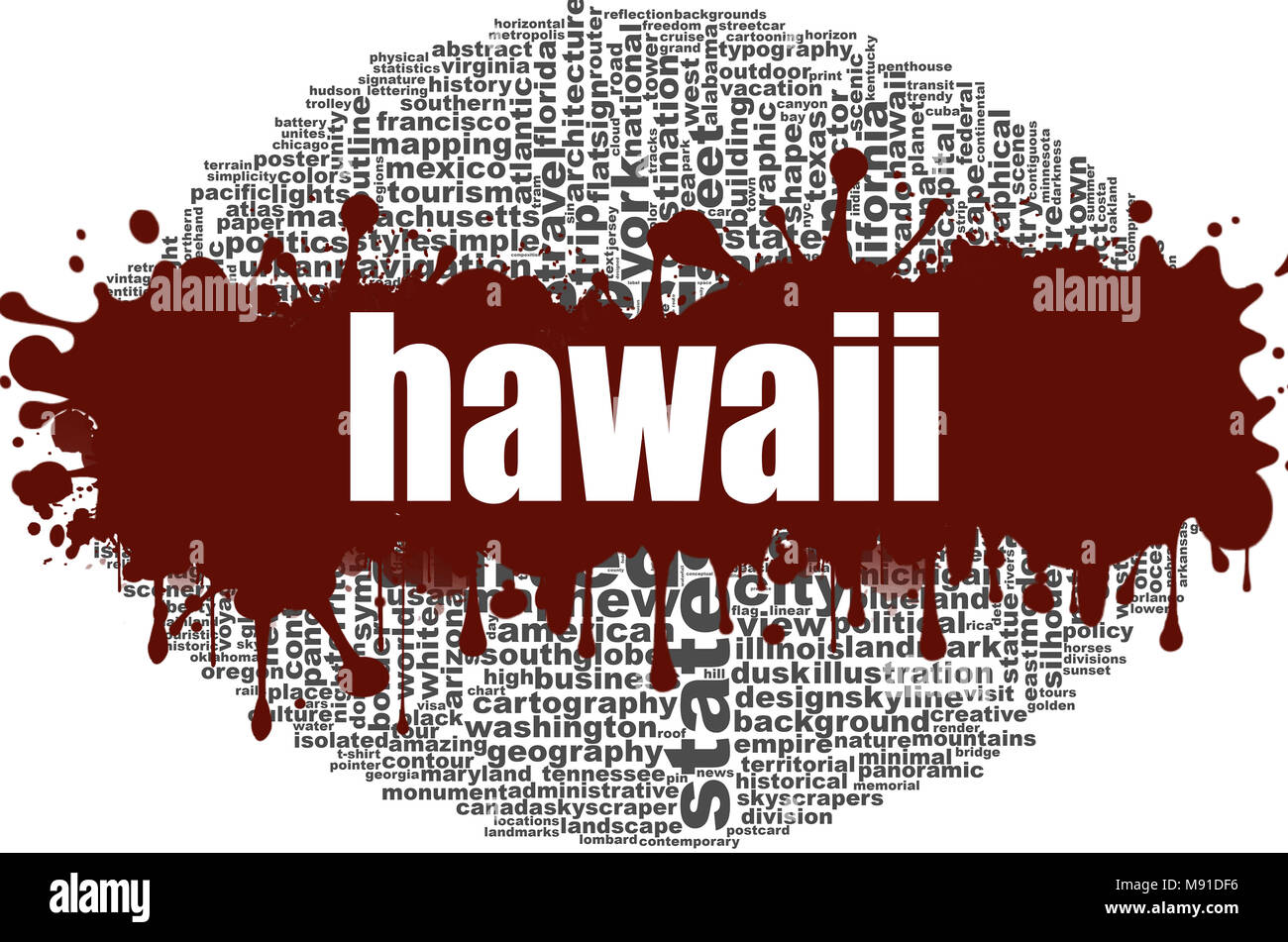 Hawaii word cloud design. Creative illustration of idea word lettering ...