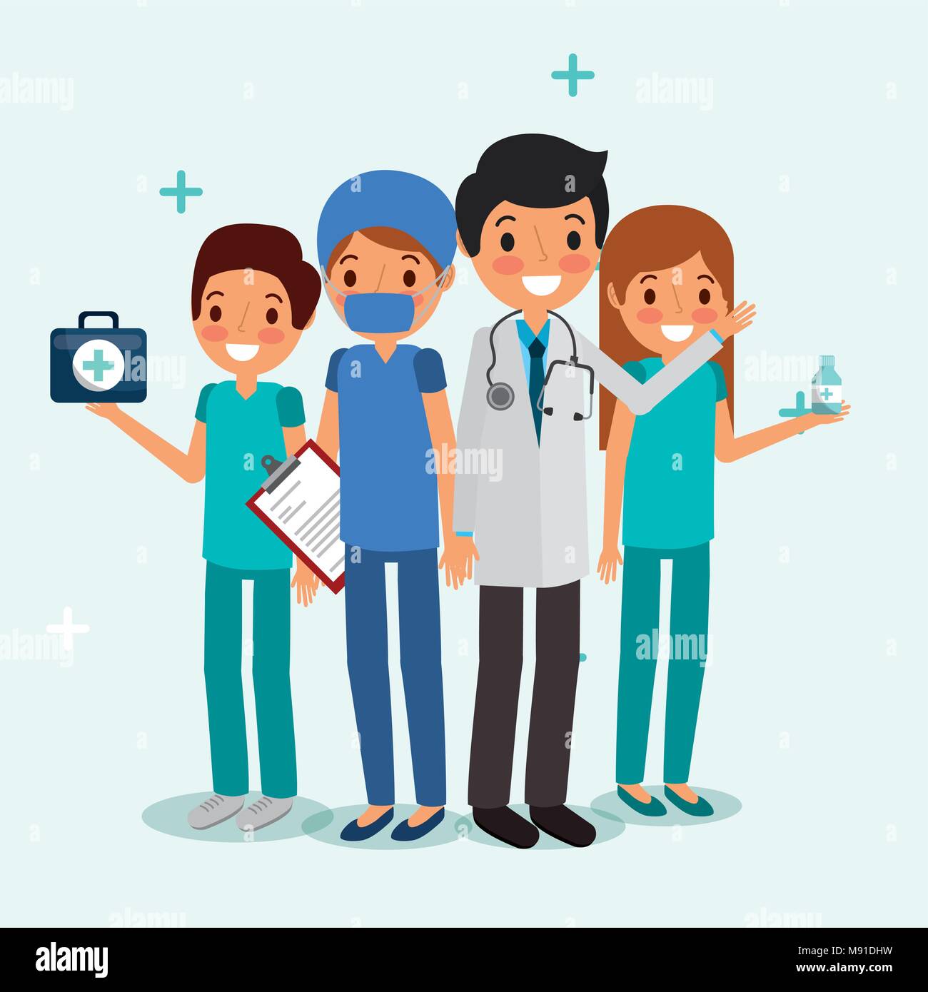 Happy healthcare meeting Stock Vector Images - Alamy