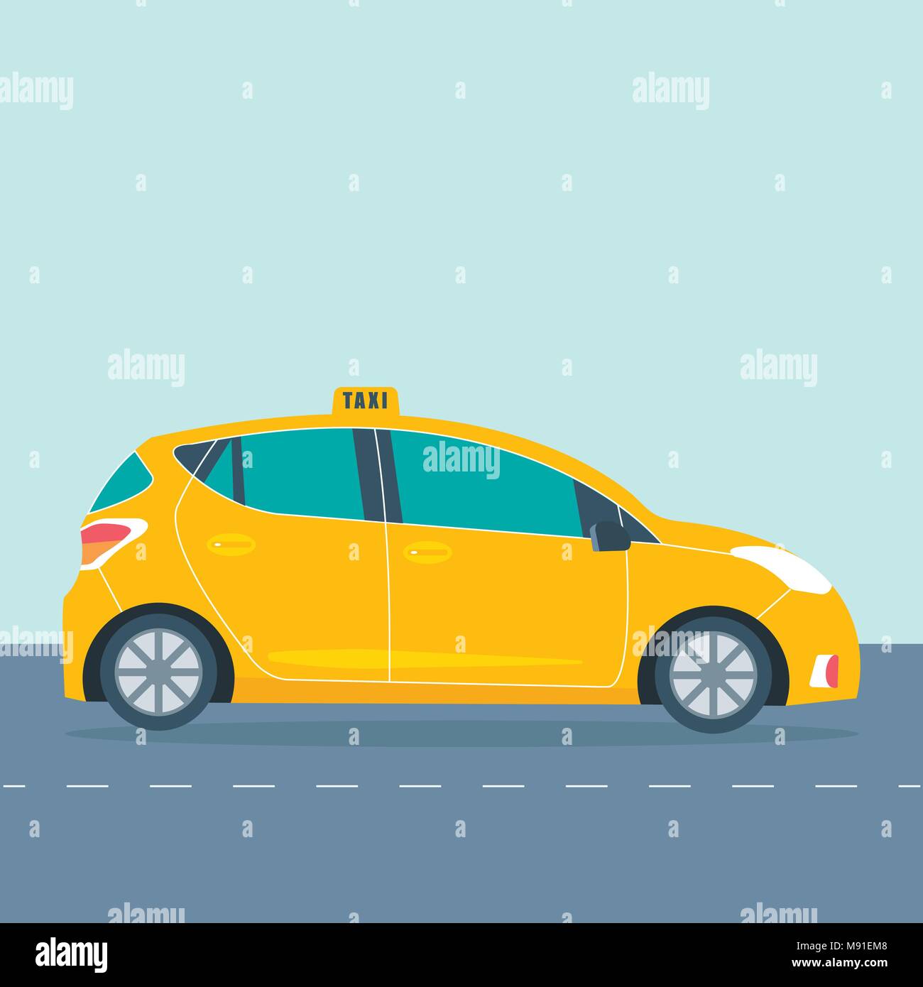 Yellow cab icon isolated on background. Taxi service concept. Flat ...