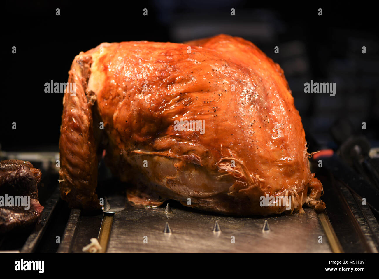 golden color whole roast turkey joint ready for carving Stock Photo - Alamy