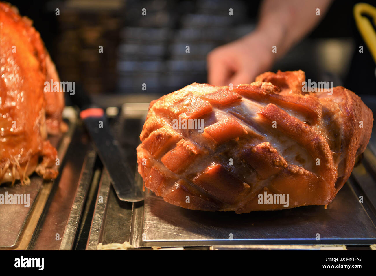 appetizing and succulent whole joint of roast gammon food Stock Photo ... appetizing and succulent whole joint of roast gammon food Stock Photo ...