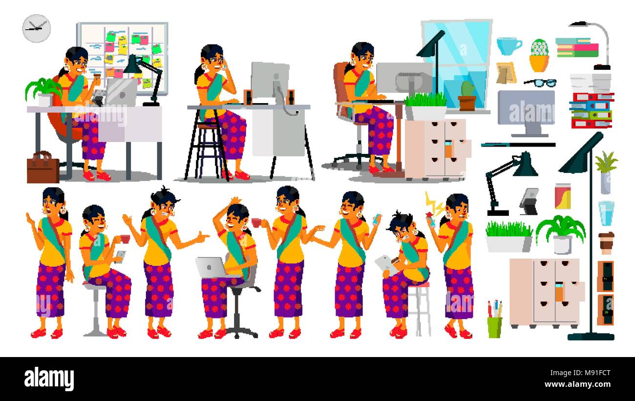 Business Man Character Vector. Working Hindu, Man. Team Room ...