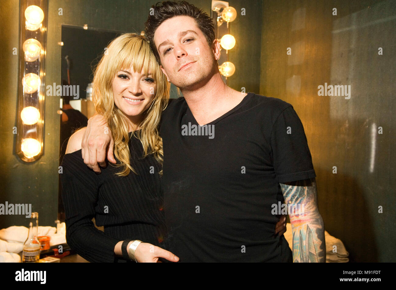 Scott Russo (R) of Unwritten Law backstage at the Key Club in Los ...