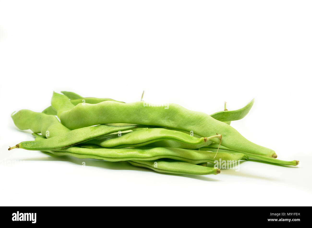 Fresh green hyacinth beans isolated on a white background Stock Photo ...