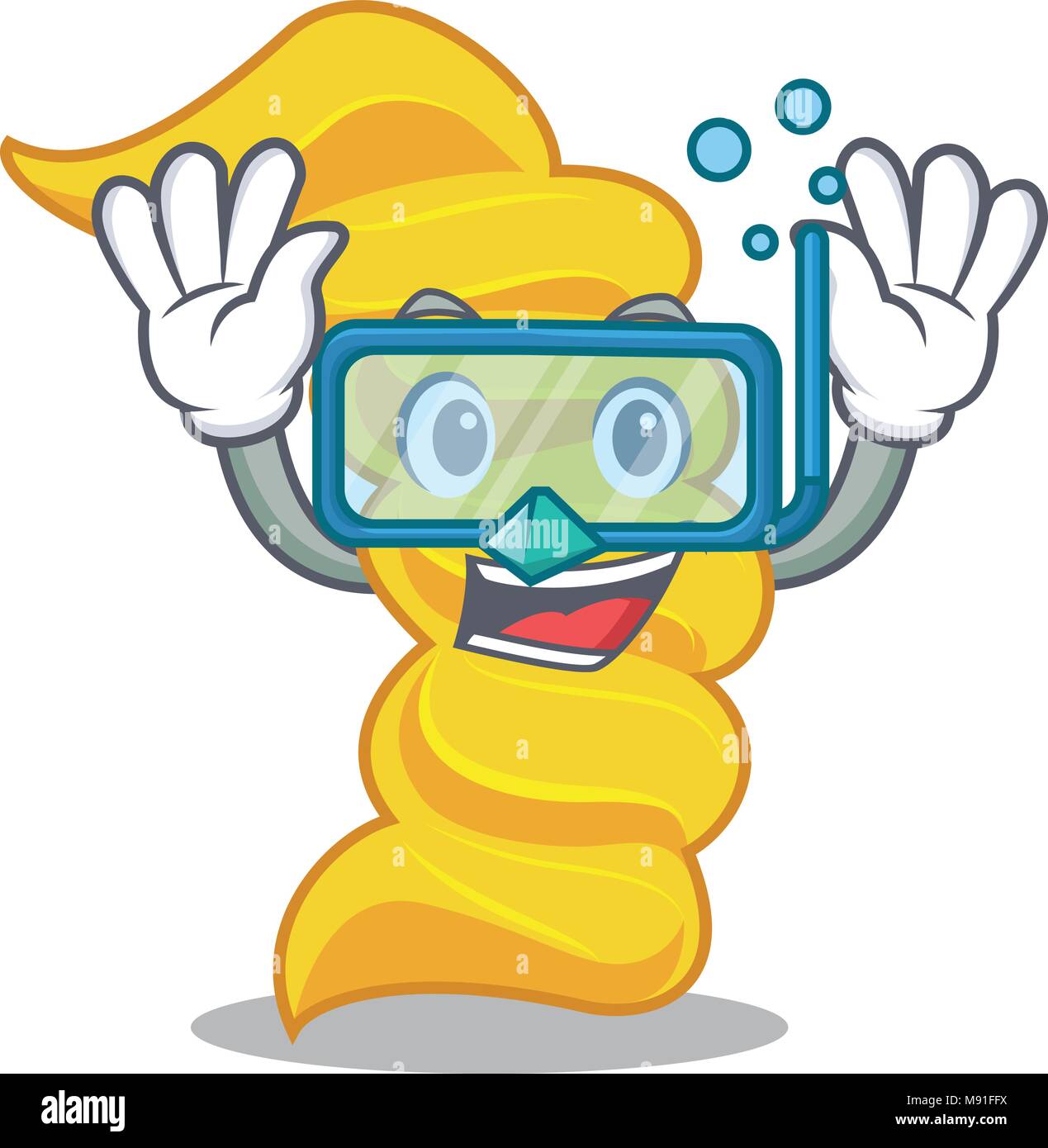 Diving Fusilli Pasta Character Cartoon Stock Vector Image And Art Alamy