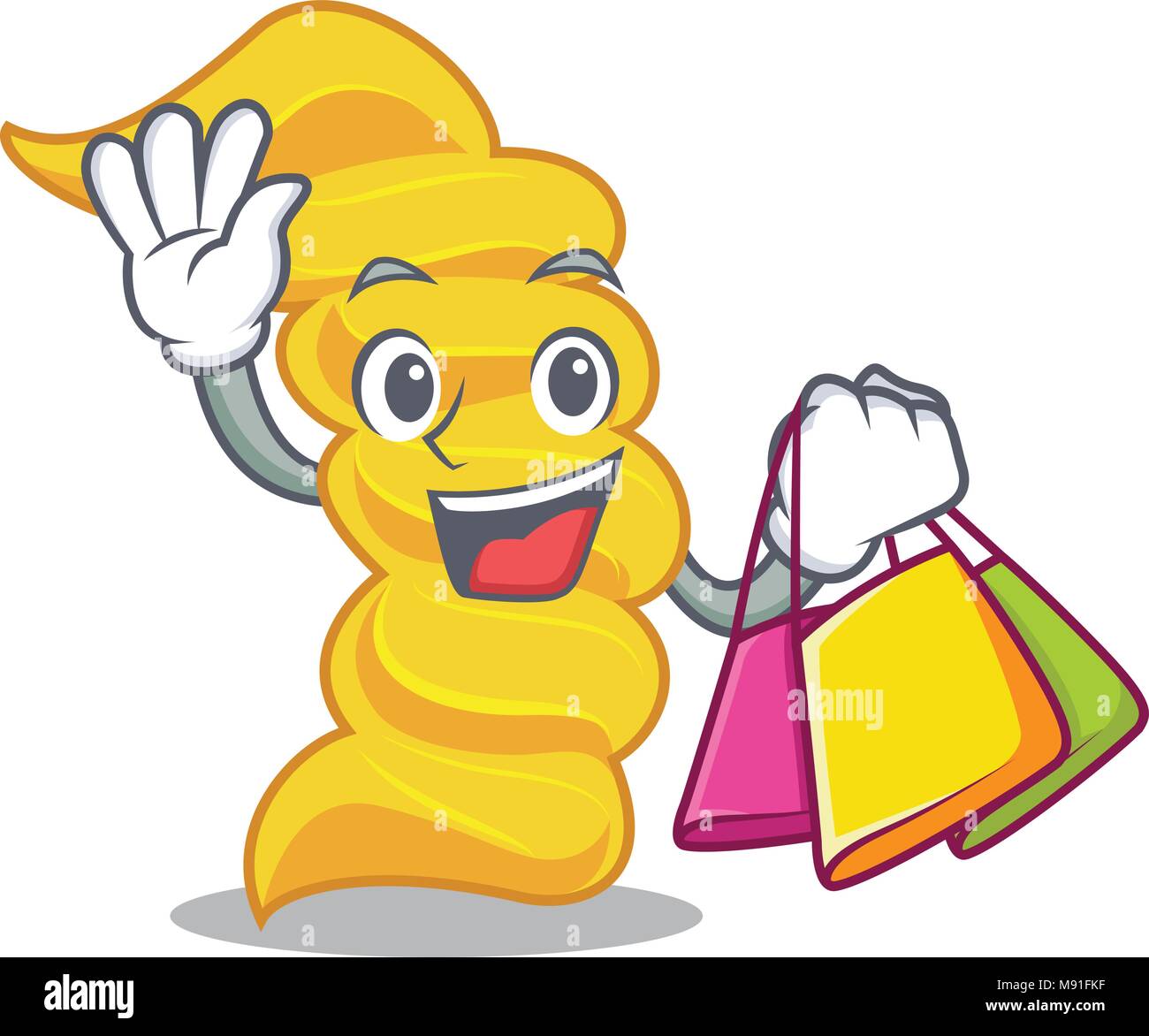 Shopping Fusilli Pasta Character Cartoon Stock Vector Image And Art Alamy