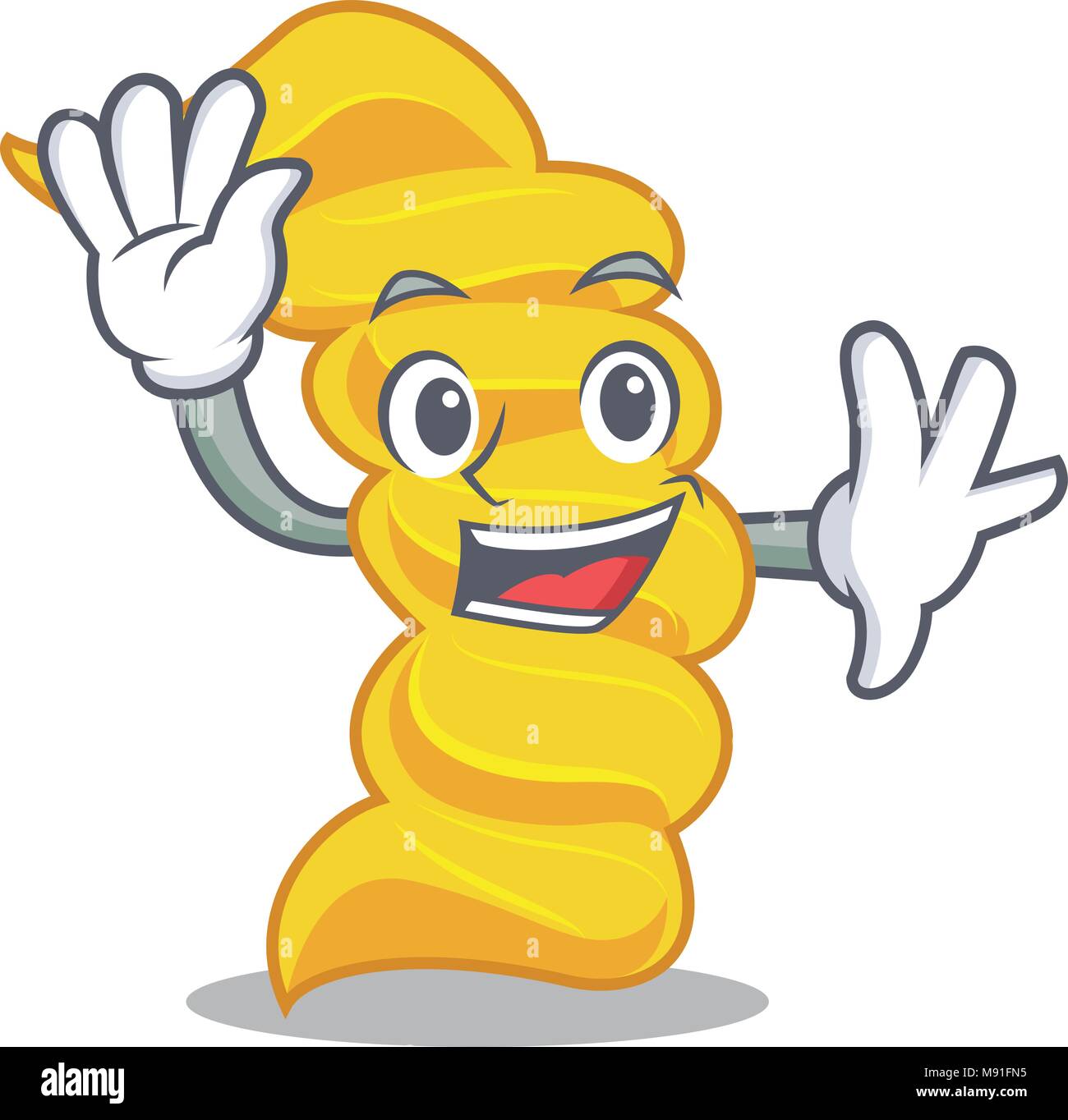 Waving fusilli pasta character cartoon Stock Vector Image & Art - Alamy