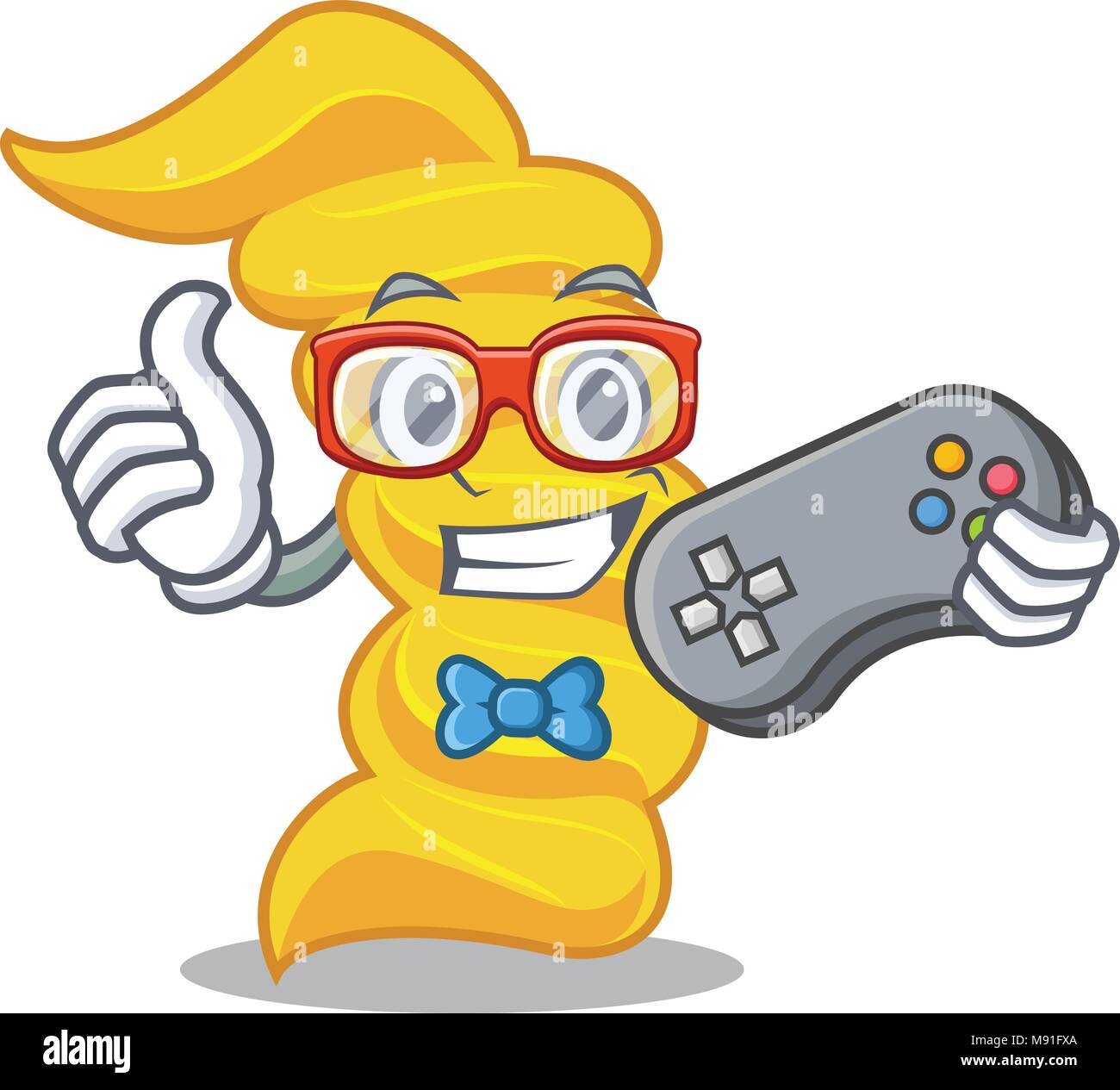 Gamer fusilli pasta mascot cartoon Stock Vector Image & Art - Alamy