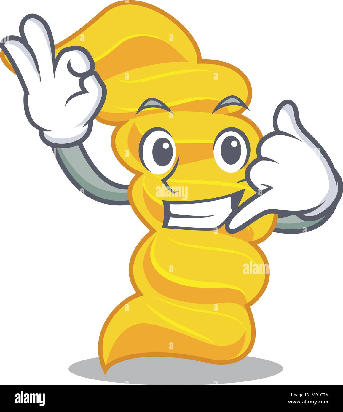 Call me fusilli pasta mascot cartoon Stock Vector Image & Art - Alamy