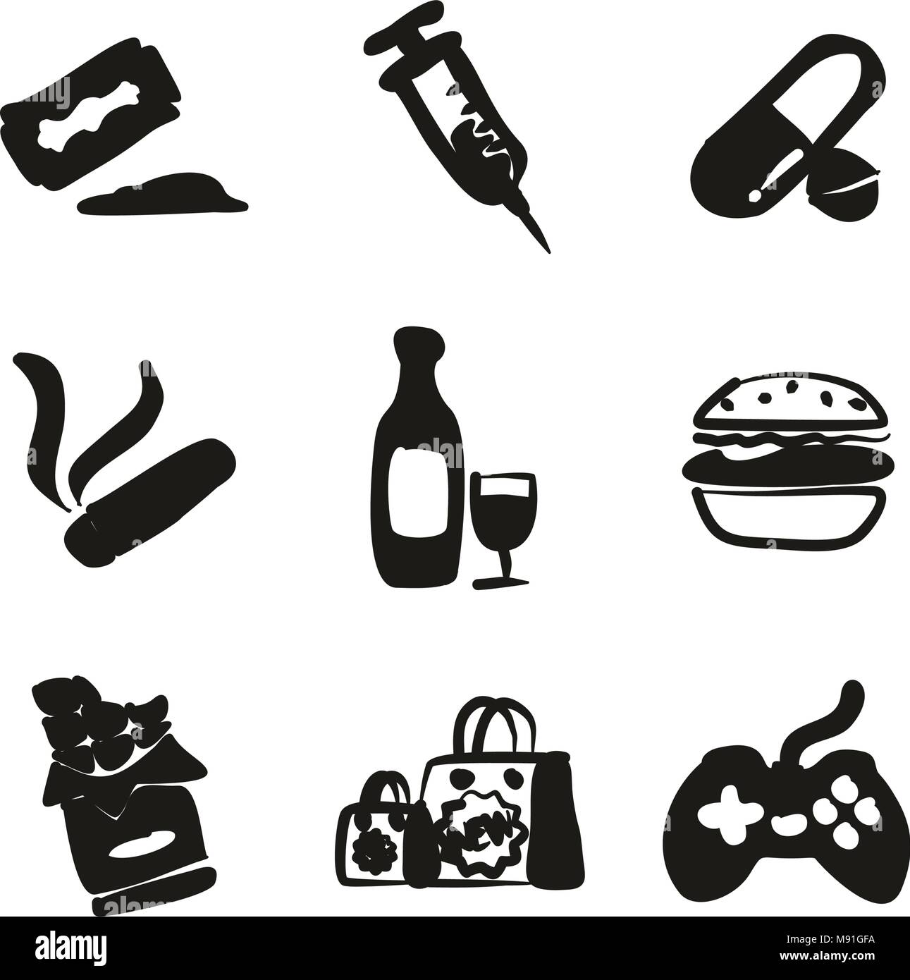 Addiction Icons Freehand Fill Stock Vector Image & Art - Alamy