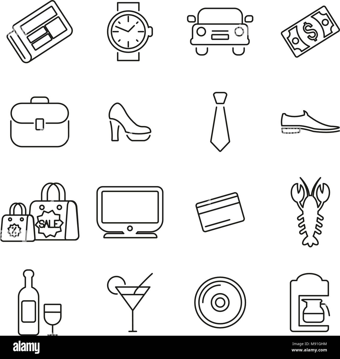 Adult Life & Adult Stuff Icons Thin Line Vector Illustration Set Stock ...