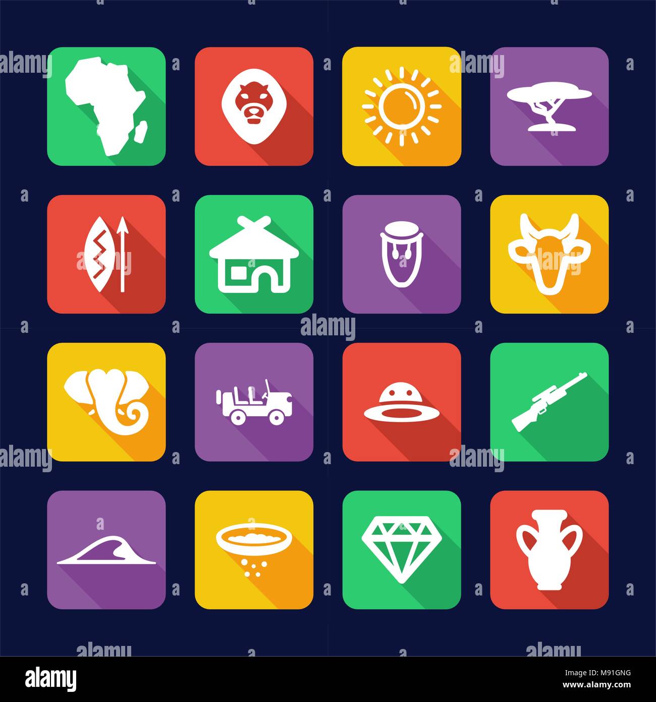 Africa Icons Flat Design Stock Vector Image & Art - Alamy