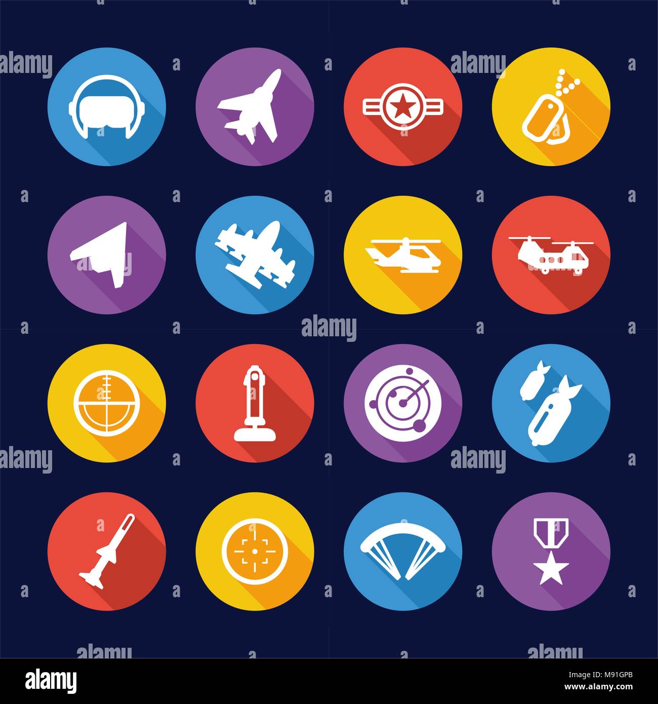 Air Force Icons Flat Design Circle Stock Vector Image & Art - Alamy