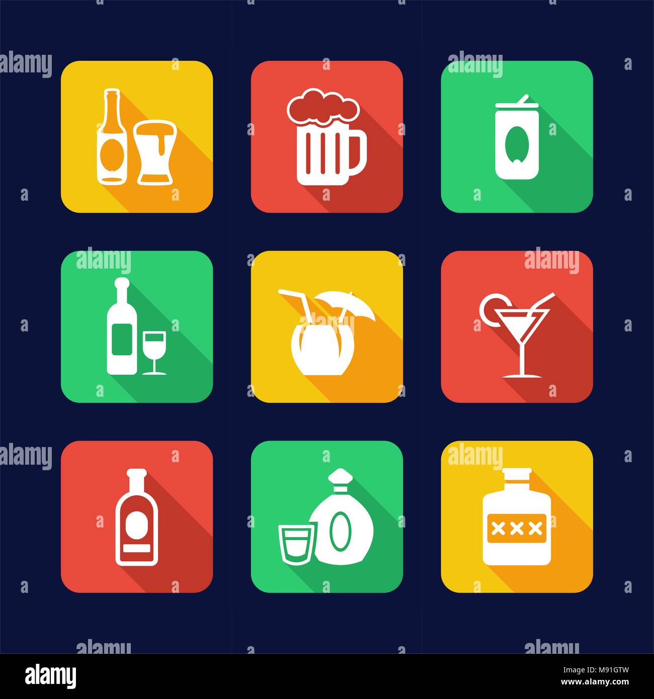 Alcohol Icons Flat Design Stock Vector Image & Art - Alamy