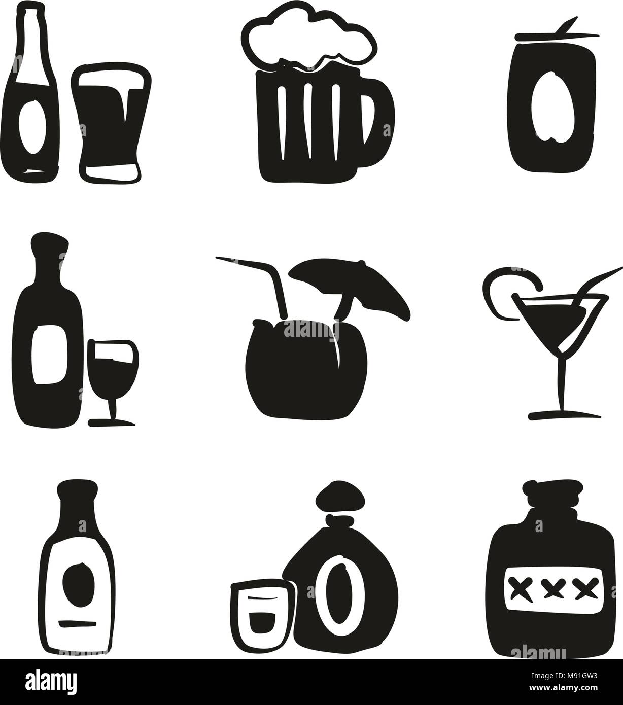 Alcohol Icons Freehand Fill Stock Vector Image & Art - Alamy