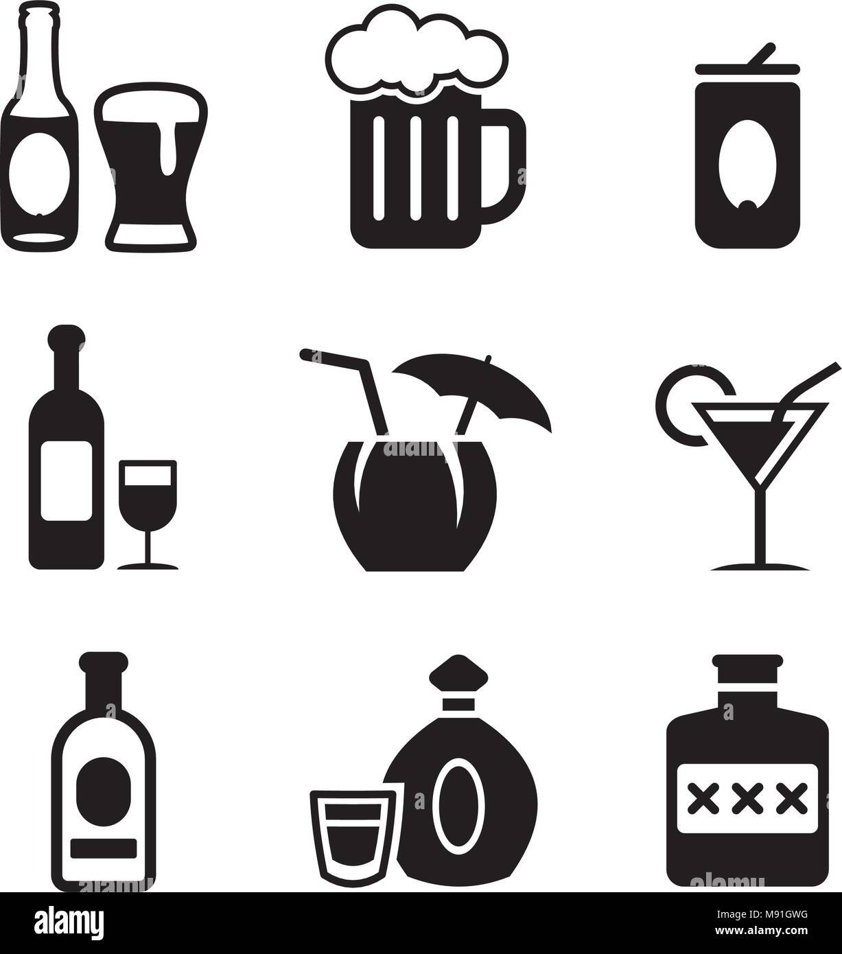 Alcohol Icons Stock Vector Art & Illustration, Vector Image: 177670796 ...