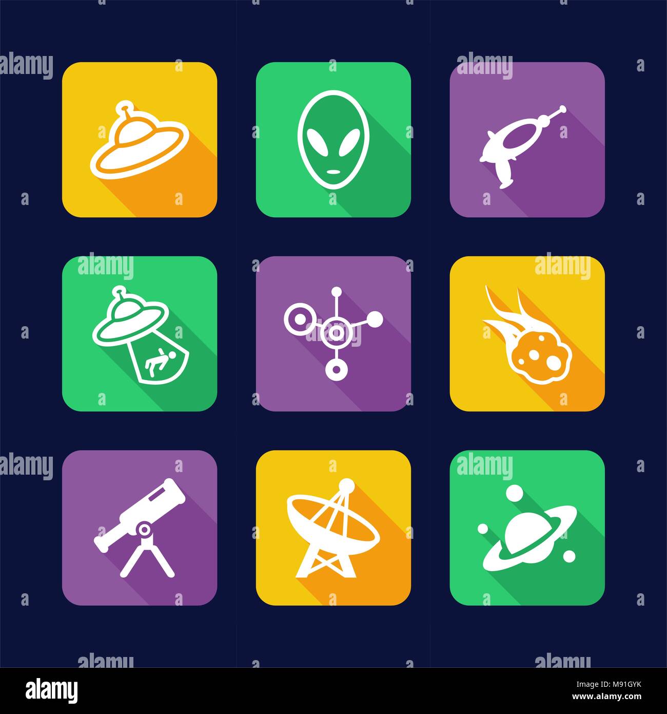 Alien Icons Flat Design Stock Vector Image & Art - Alamy