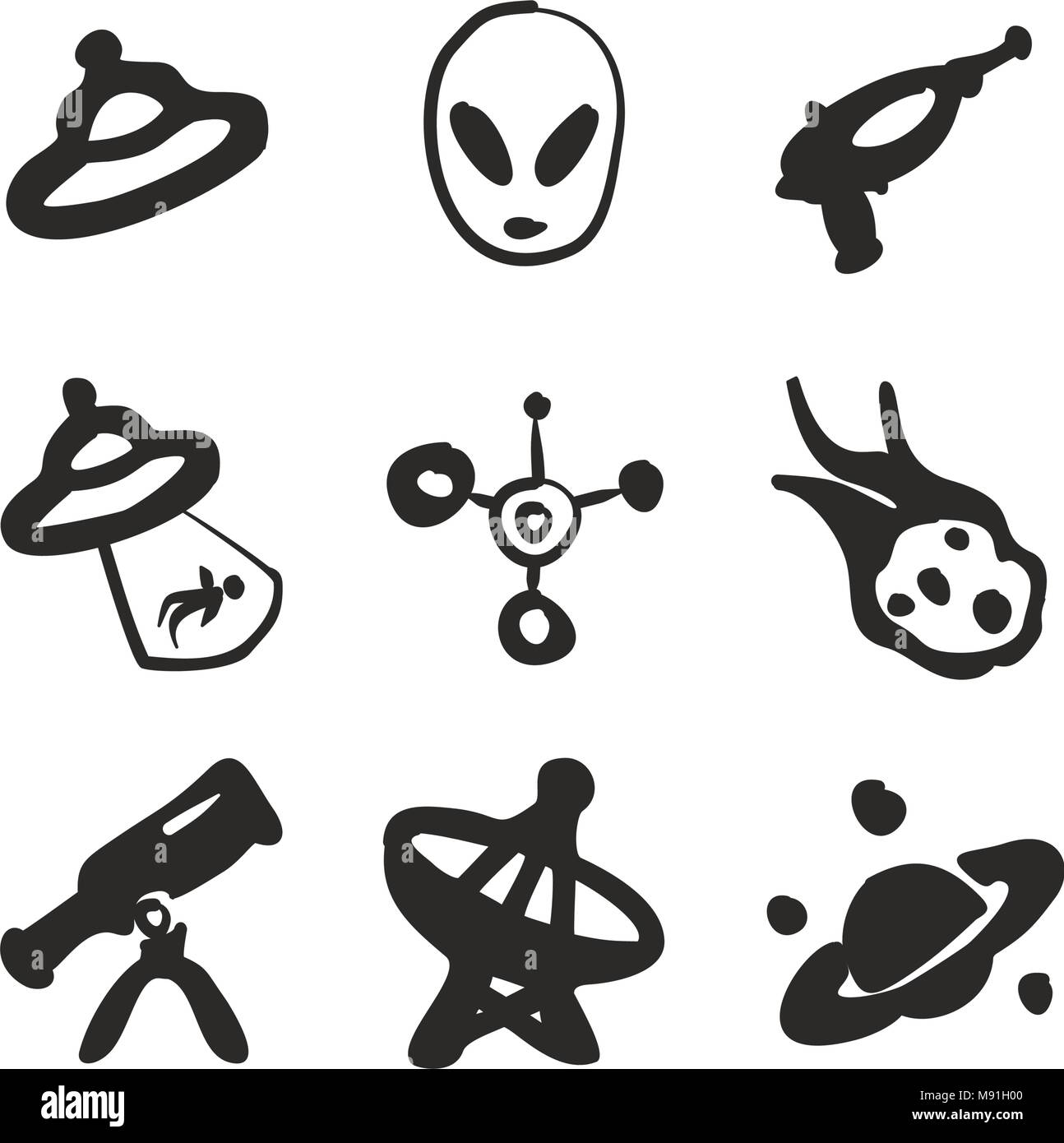 Alien Icons Freehand Fill Stock Vector Image & Art - Alamy