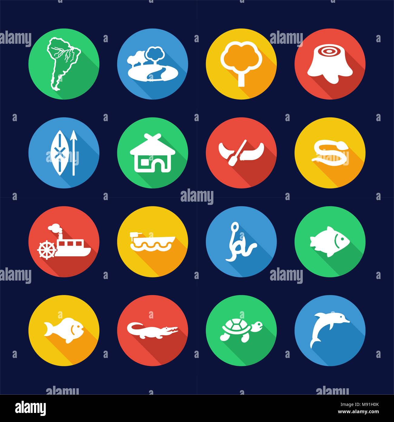 Amazon Rainforest Icons Flat Design Circle Stock Vector Image & Art - Alamy