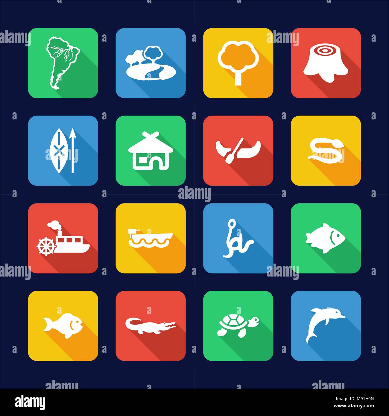 Amazon Rainforest Icons Flat Design Stock Vector Image & Art - Alamy