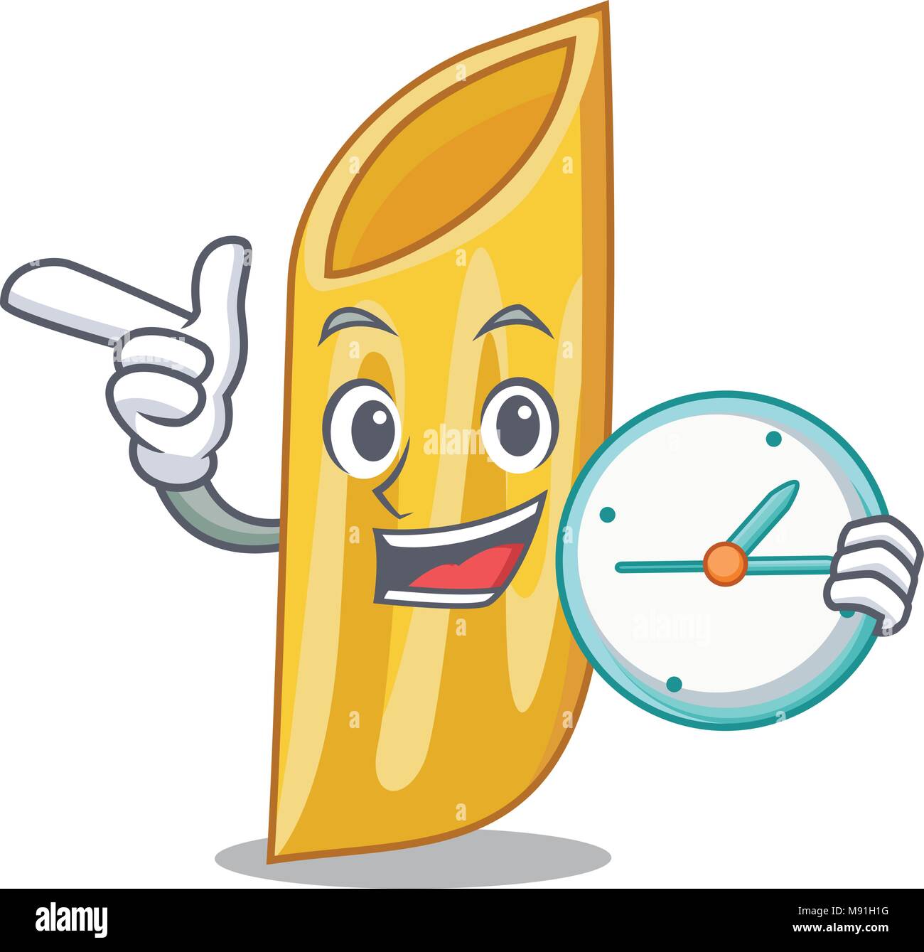 With clock penne pasta character cartoon Stock Vector Image & Art - Alamy