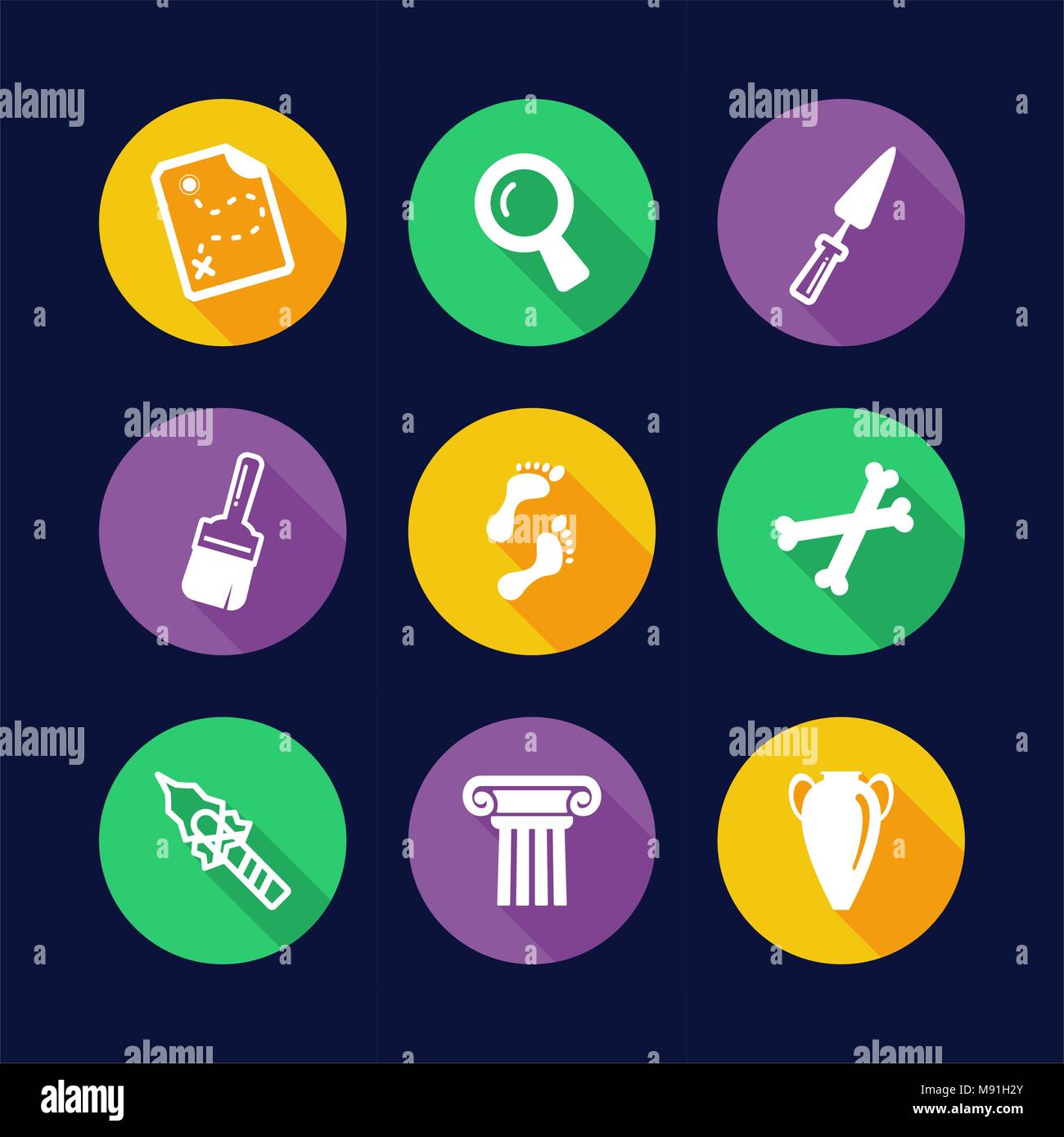 Archaeology Icons Flat Design Circle Stock Vector Image & Art - Alamy