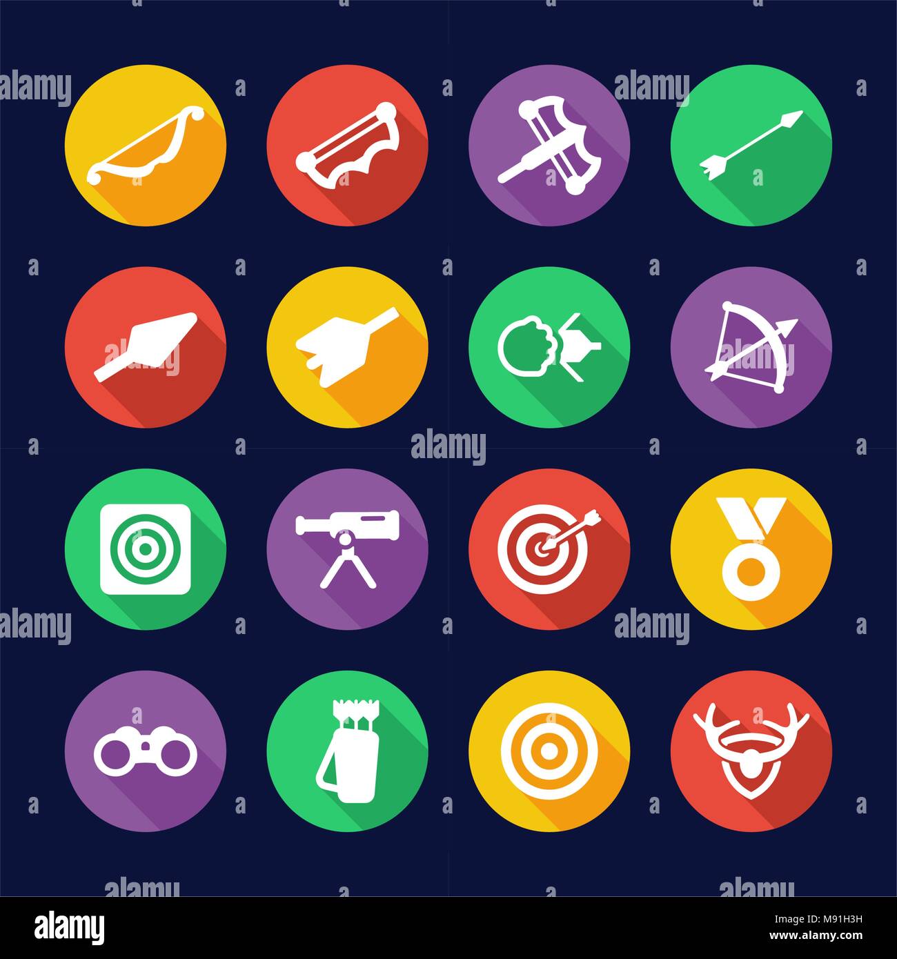 Archery Icons Flat Design Circle Stock Vector Image & Art - Alamy