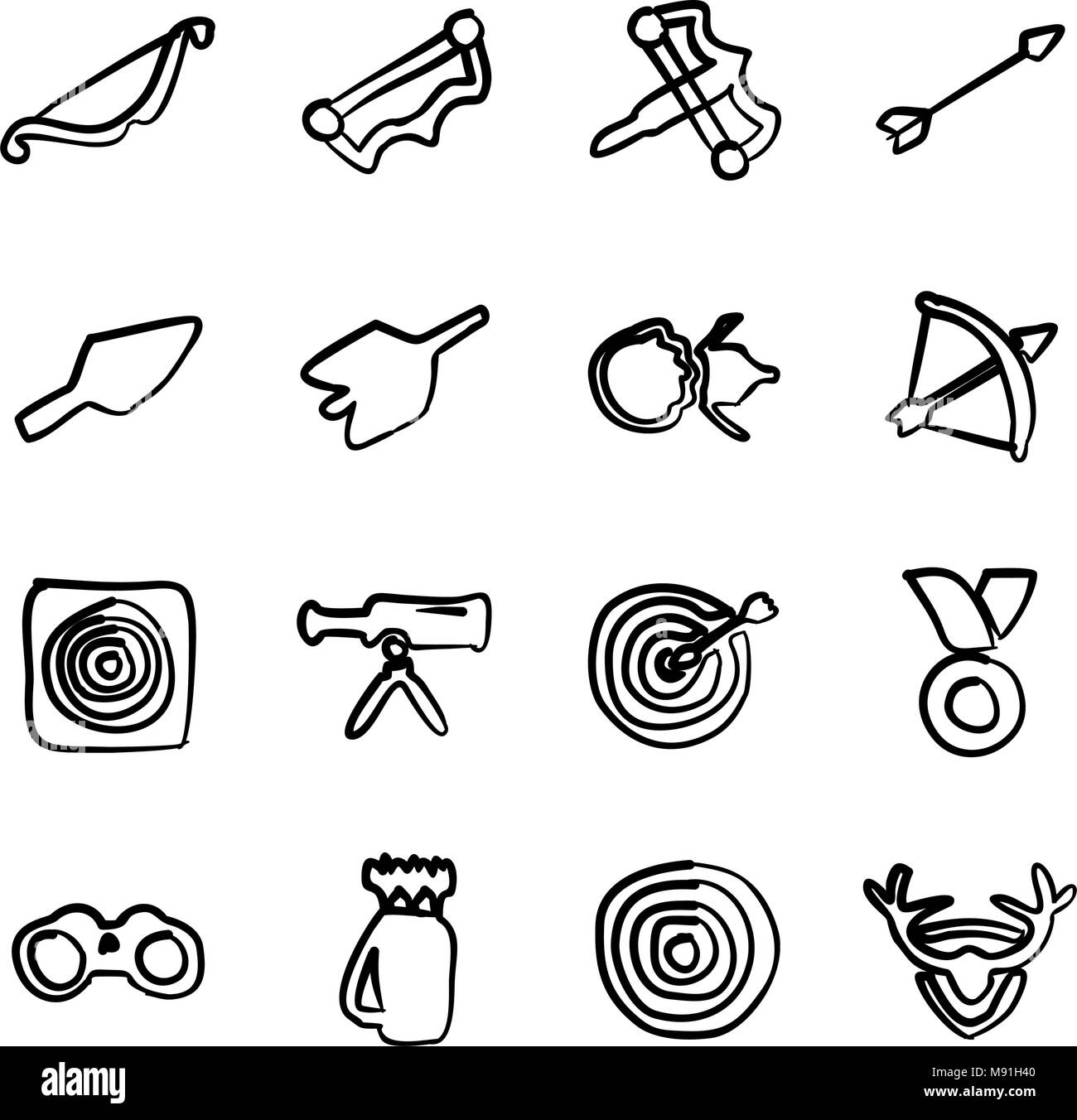 Archery Icons Freehand Stock Vector Image & Art - Alamy