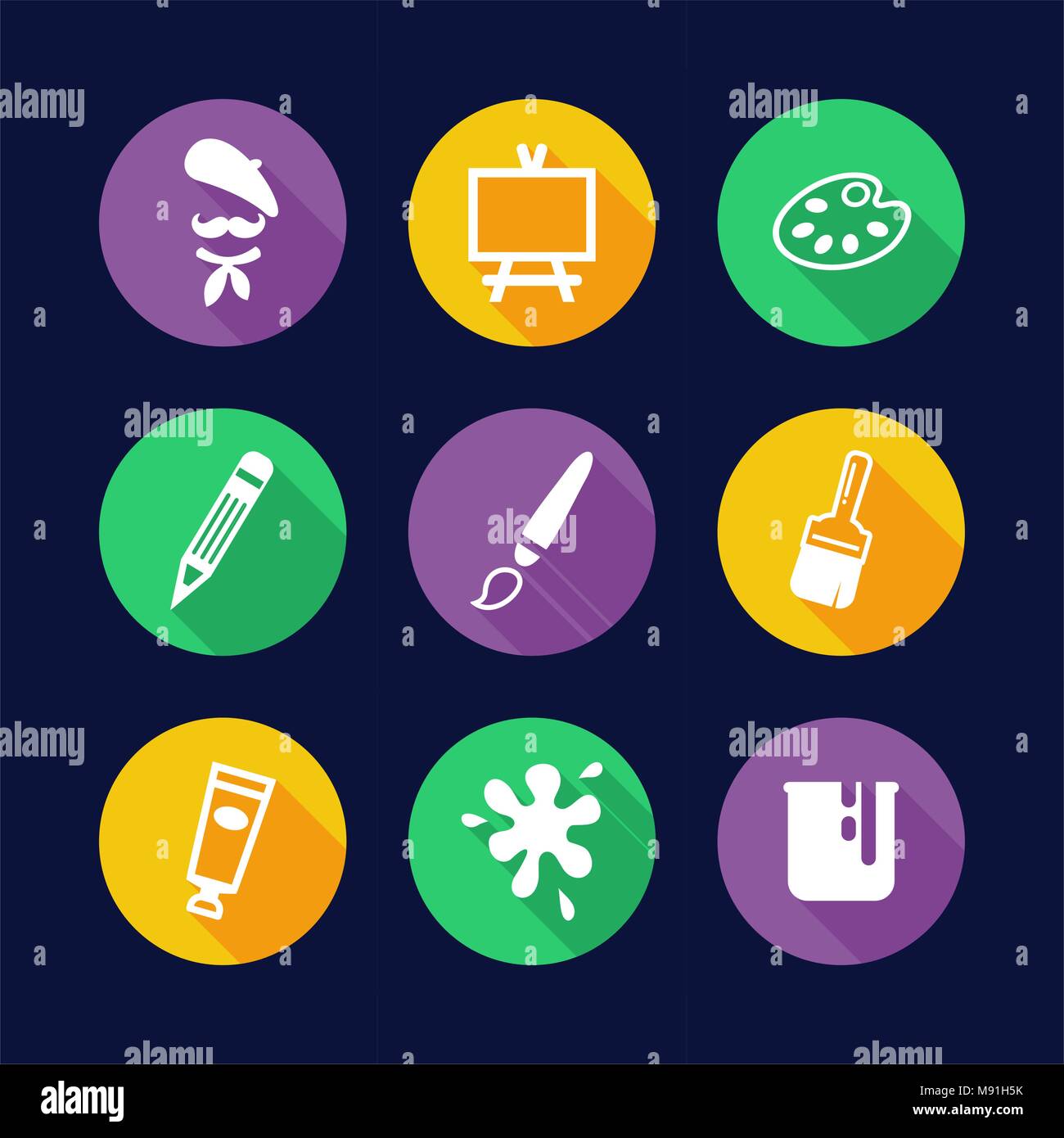 Artist Icons Flat Design Circle Stock Vector Image & Art - Alamy