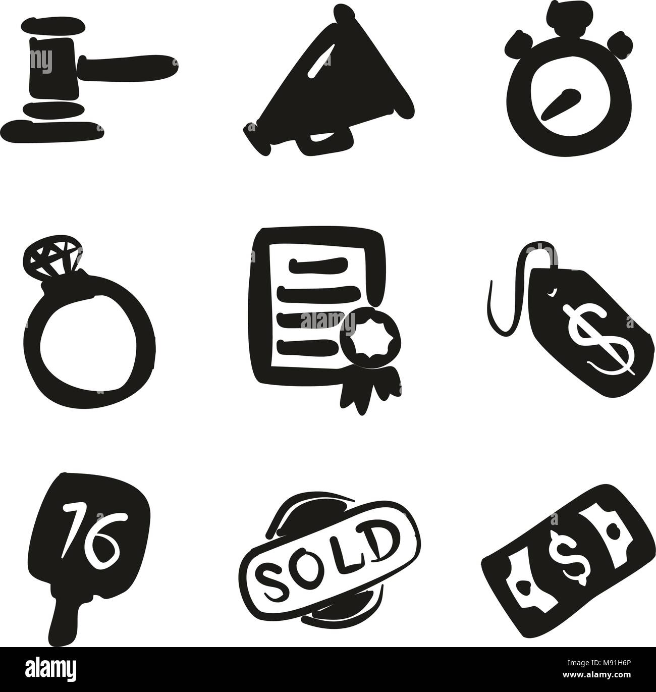 Auction Icons Freehand Fill Stock Vector Image & Art - Alamy