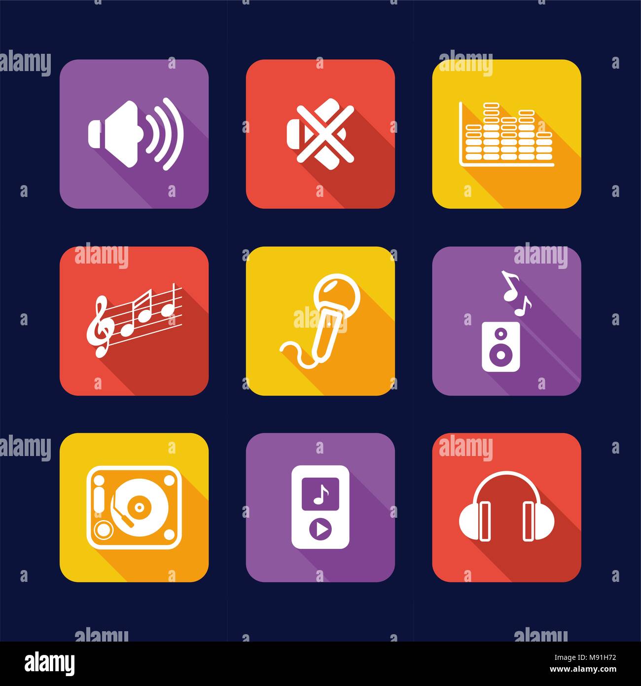 Audio Icons Flat Design Stock Vector Image & Art - Alamy