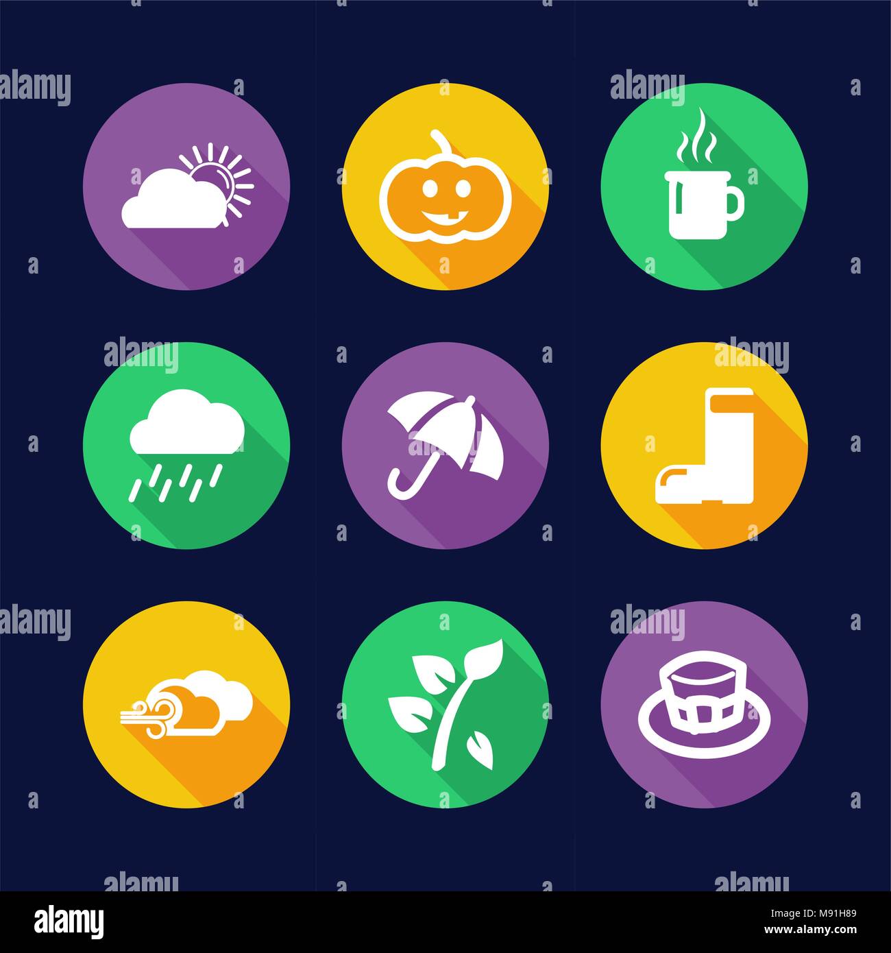 Autumn Or Fall Icons Flat Design Circle Stock Vector Image & Art - Alamy