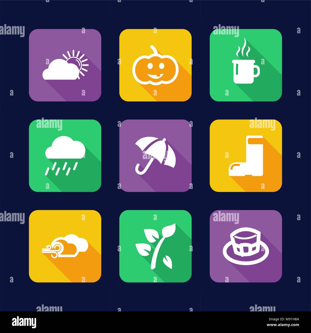 Autumn Or Fall Icons Flat Design Stock Vector Image & Art - Alamy