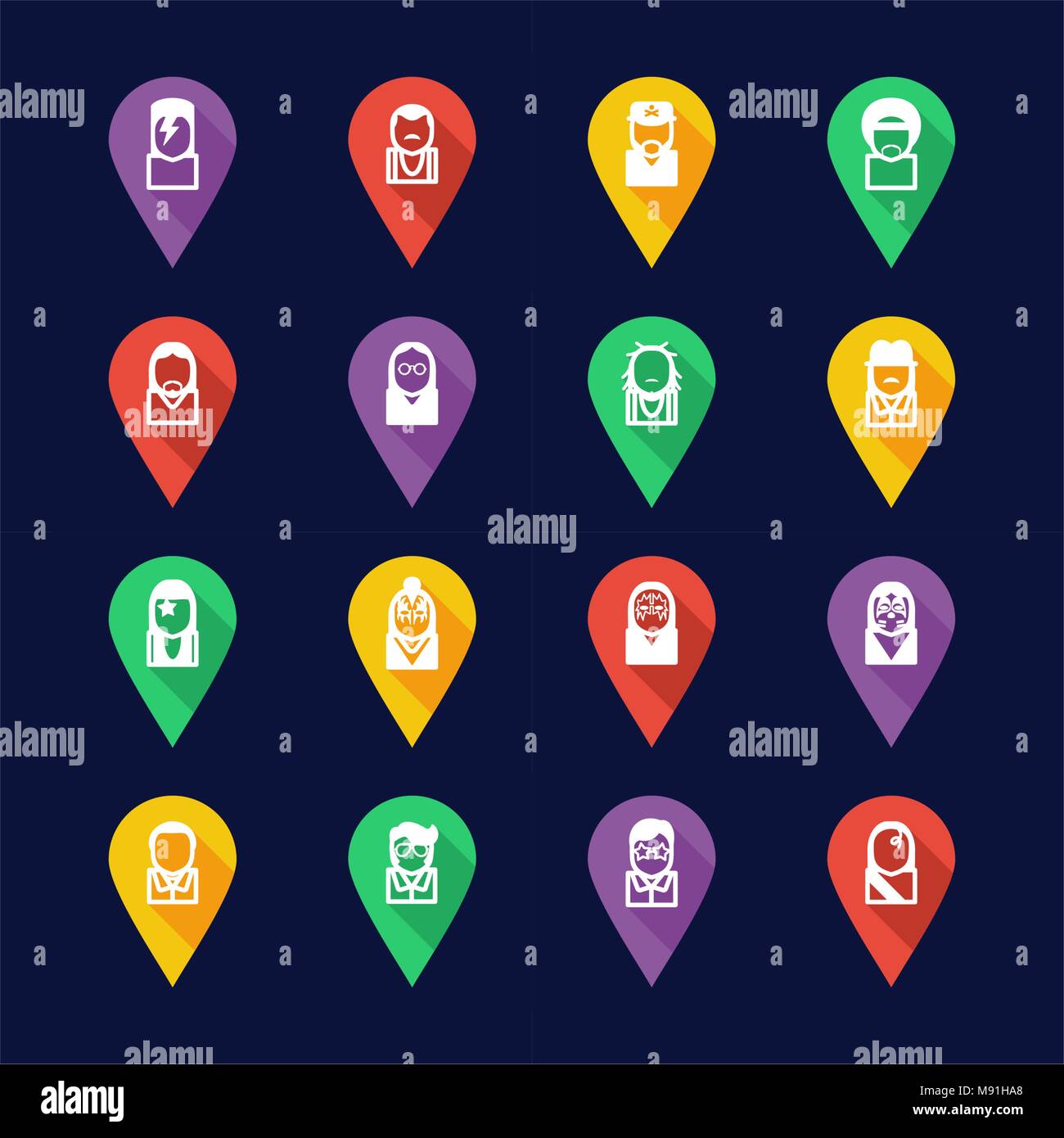 Avatar Icons Famous Musicians Set 1 Thin Line Vector Illustration Set ...