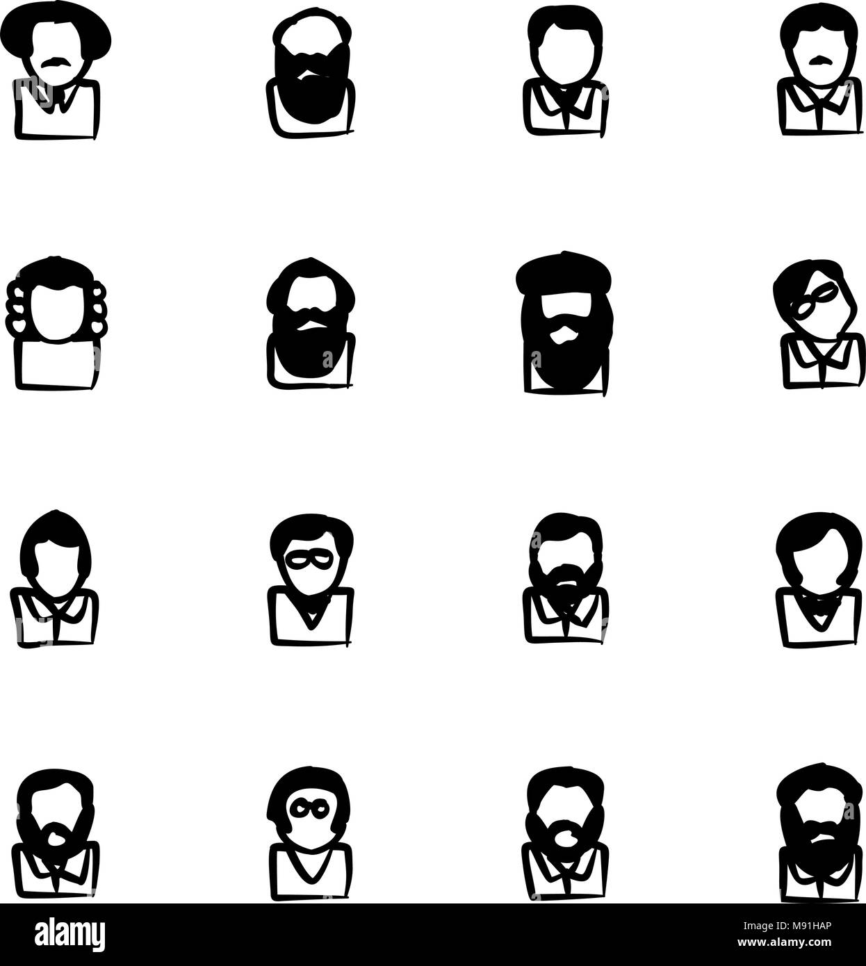 Avatar Icons Famous Scientists Thin Line Vector Illustration Set Stock ...