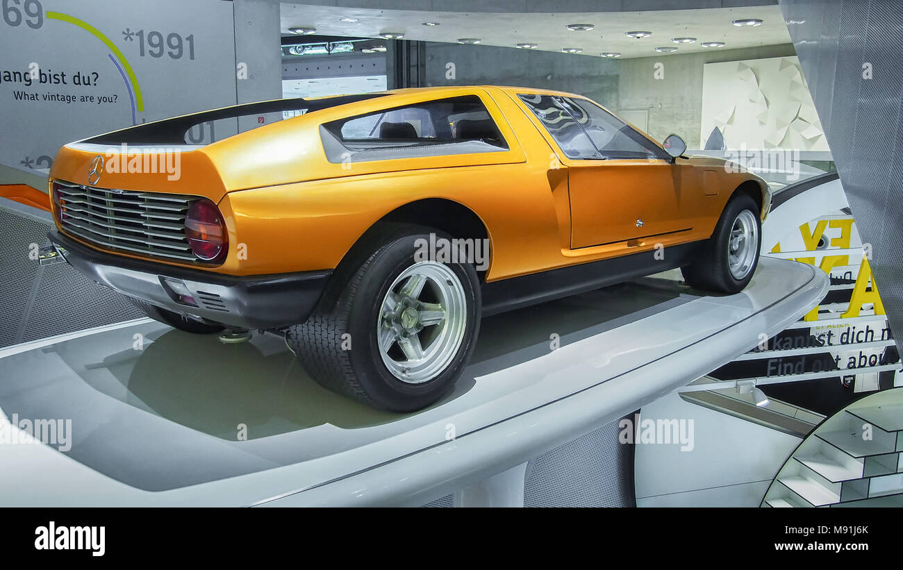STUTTGART, GERMANY-APRIL 7, 2017: 1970 Mercedes-Benz C111/II in the ...