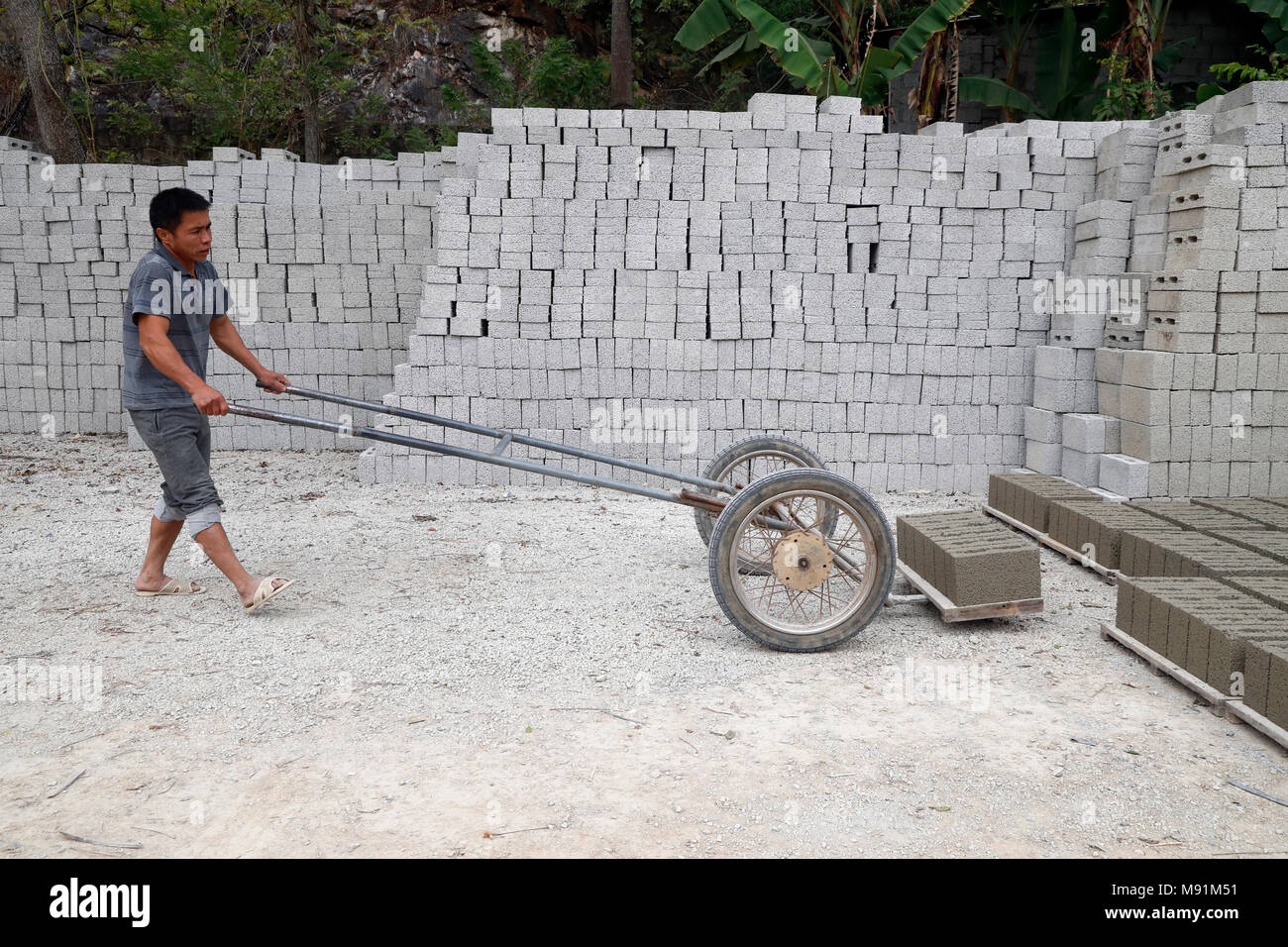 Concrete blocks factory. Bac Son. Vietnam Stock Photo - Alamy