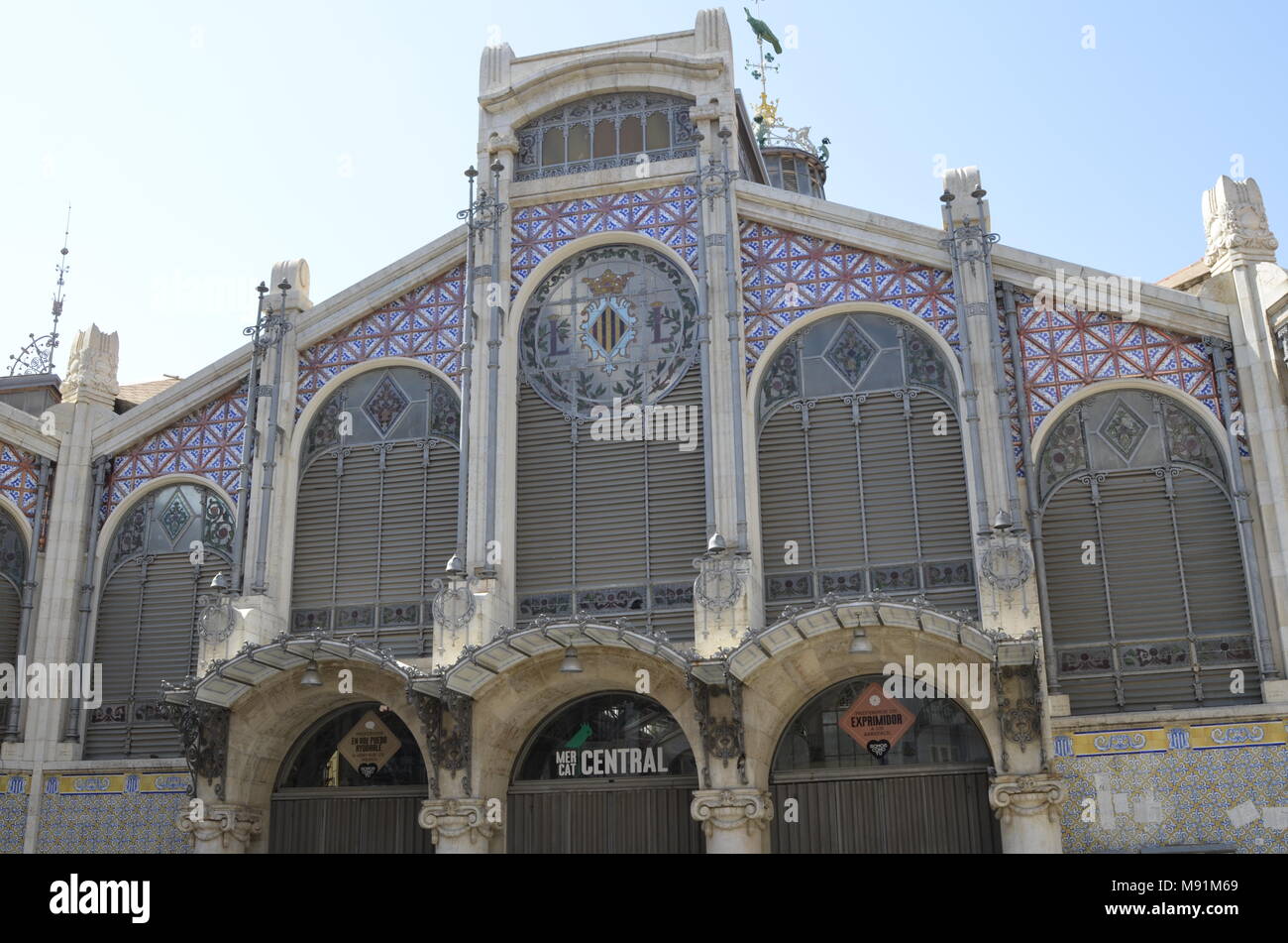 Valencia, Spain, August 2018. The central market is located in the ...