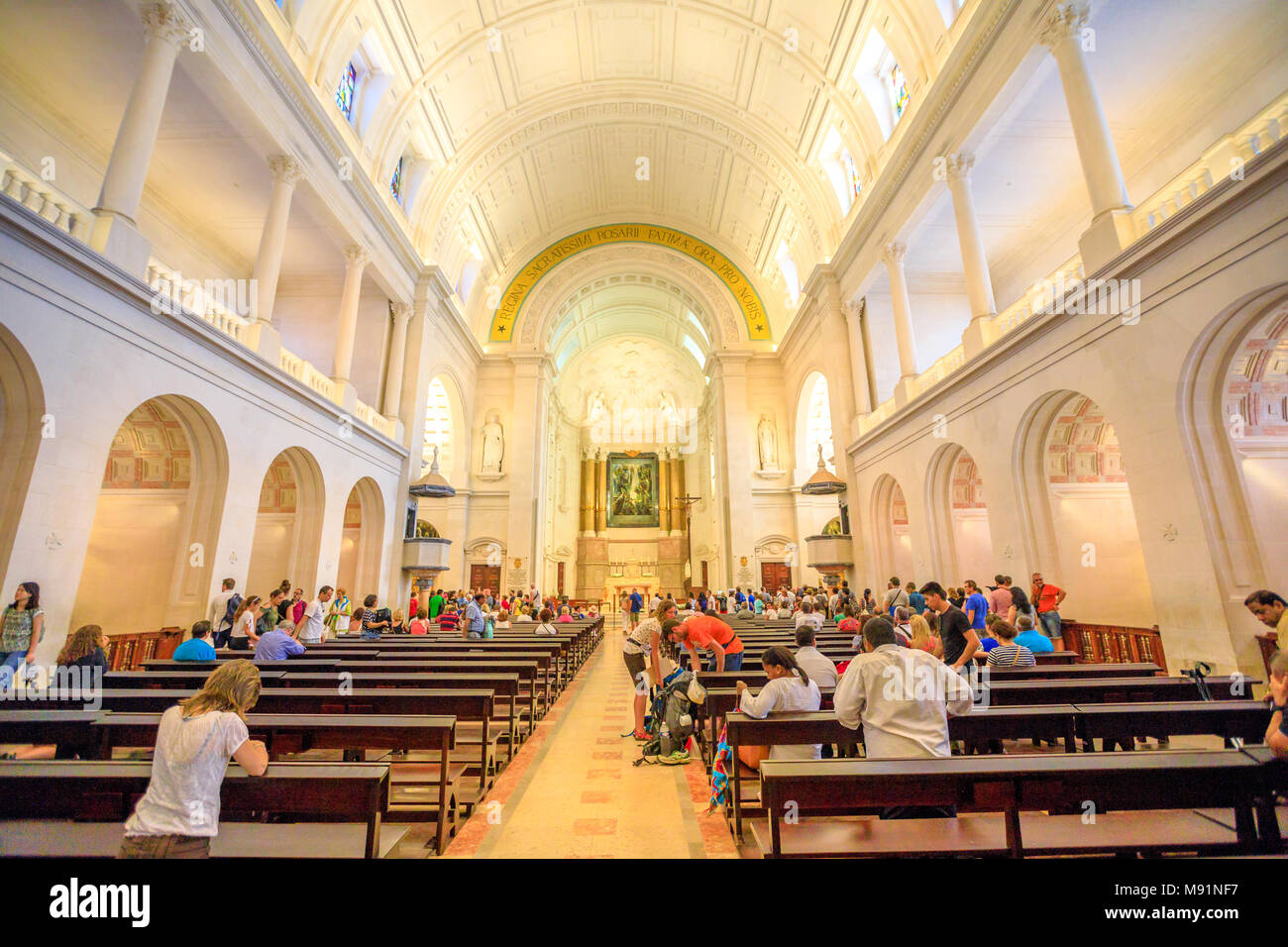 Fatima, Portugal - August 15, 2017: tourists and pilgrims pray inside ...
