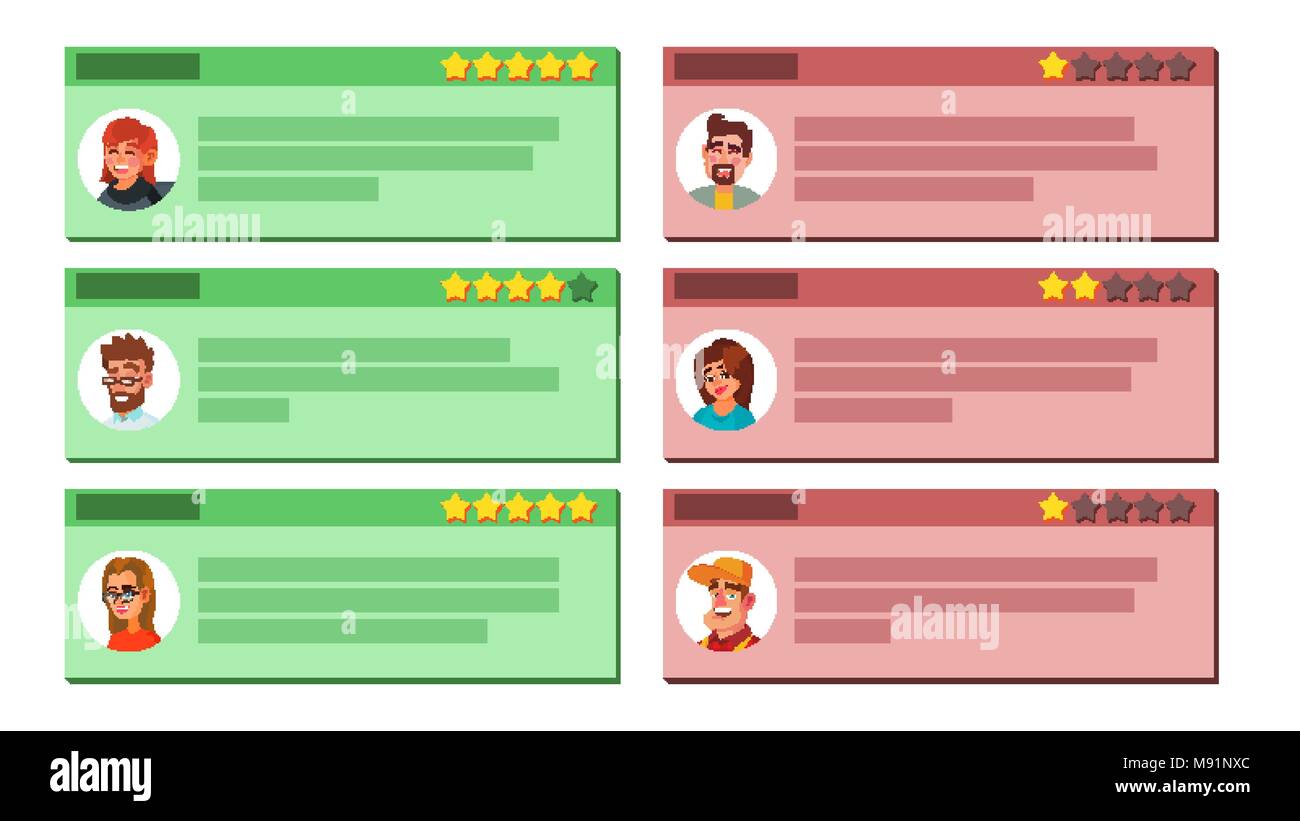 Customer Feedback Vector. Text And Feedback Evaluation. User Avatars ...