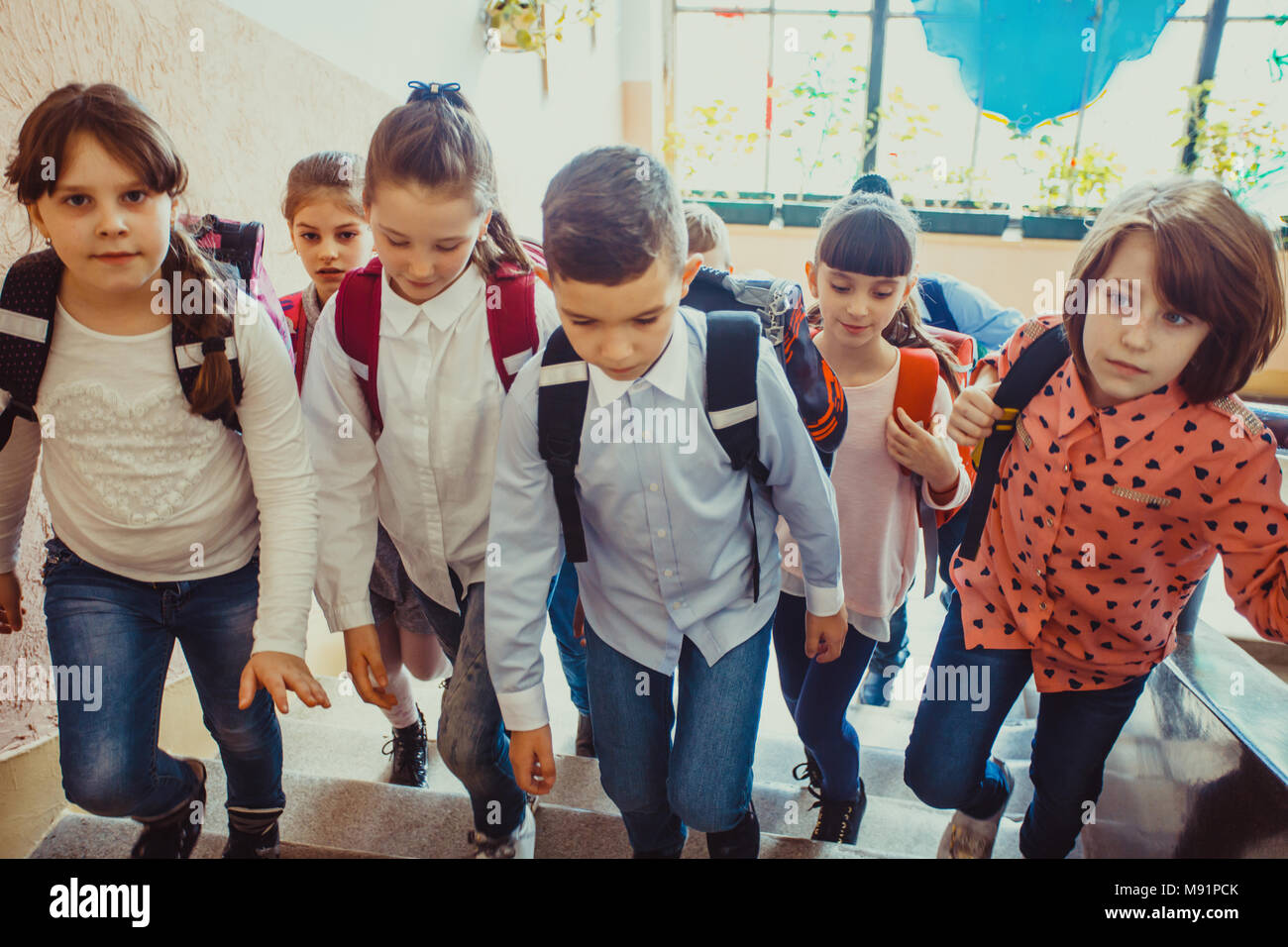 Pupils going on break Stock Photo - Alamy