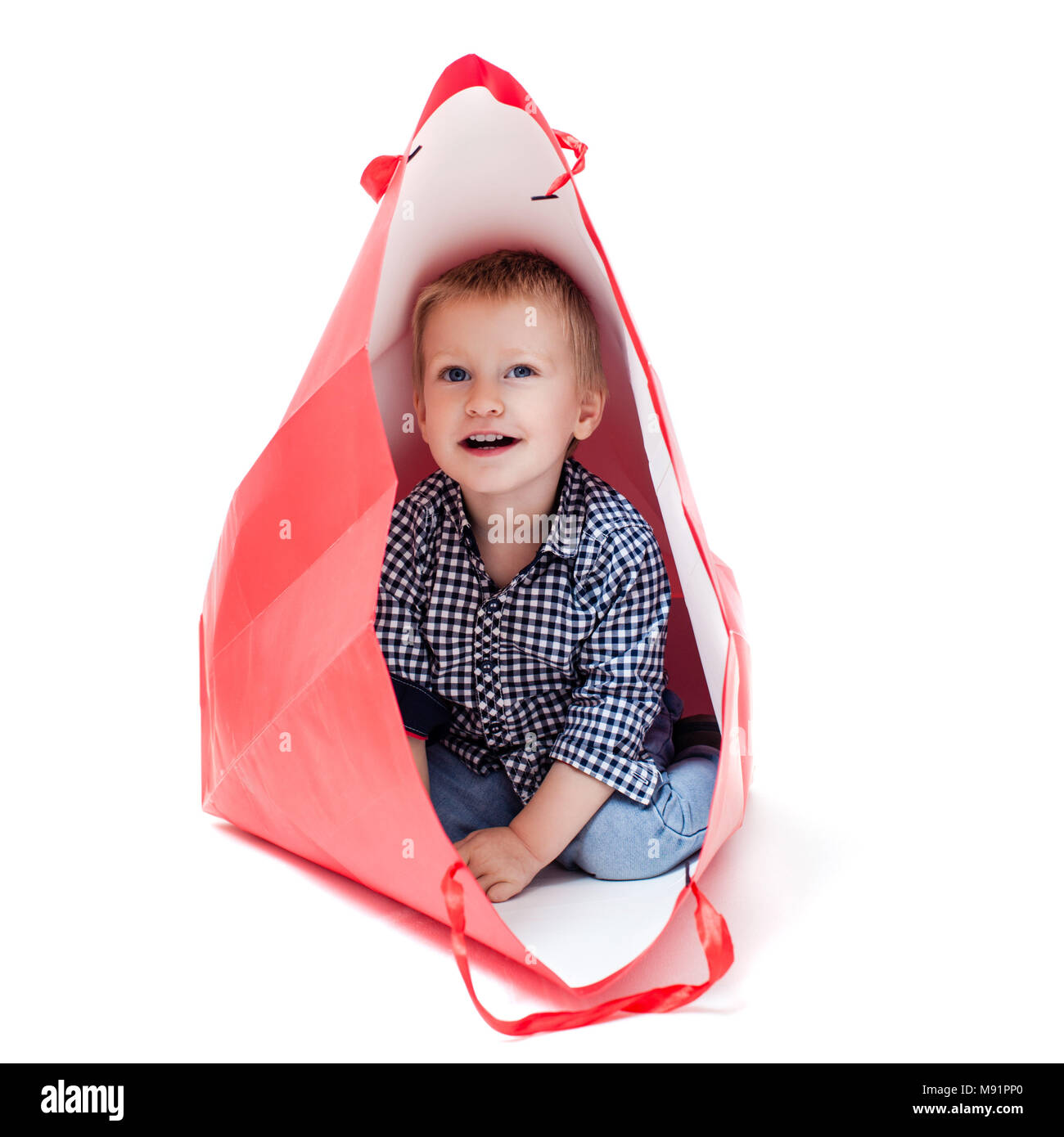The boy inside packet Stock Photo - Alamy