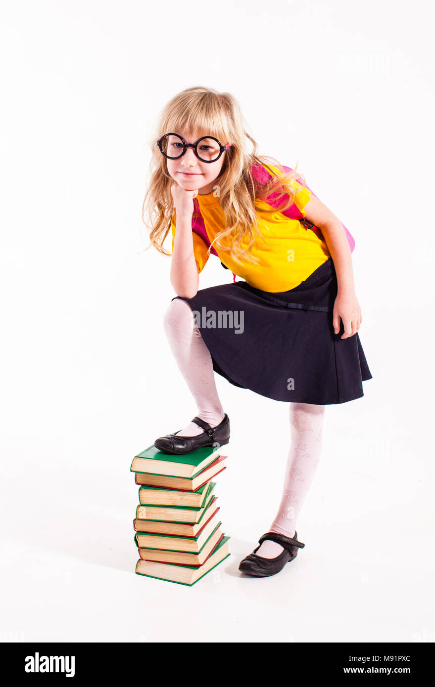 Very smart girl kid Stock Photo - Alamy