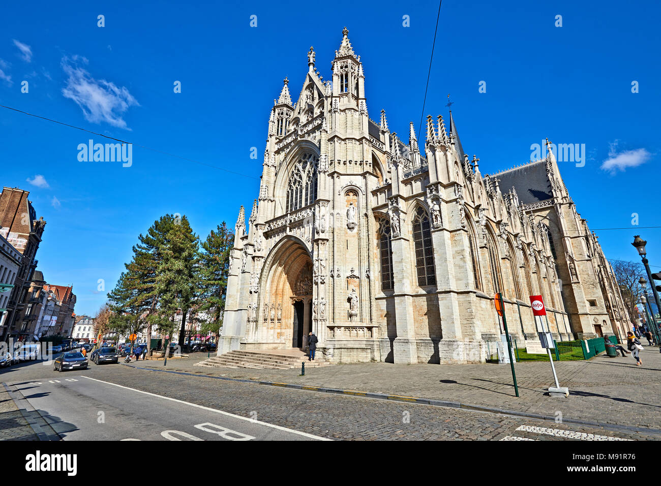 Brussels, Belgium - March 20, 2018: Some people enjoy a Sunny spring ...