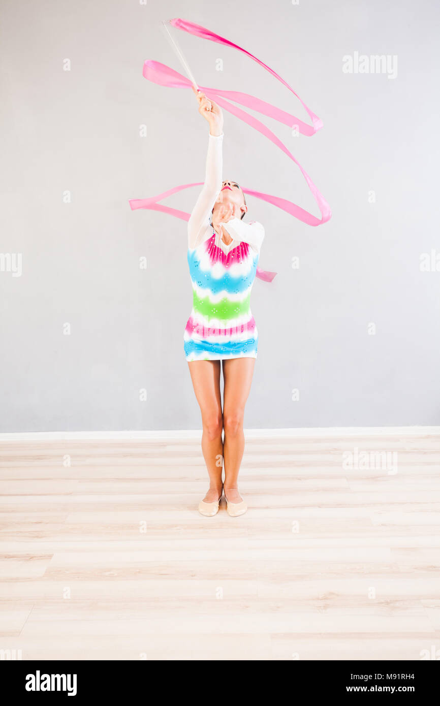 gymnast with ribbon Stock Photo - Alamy